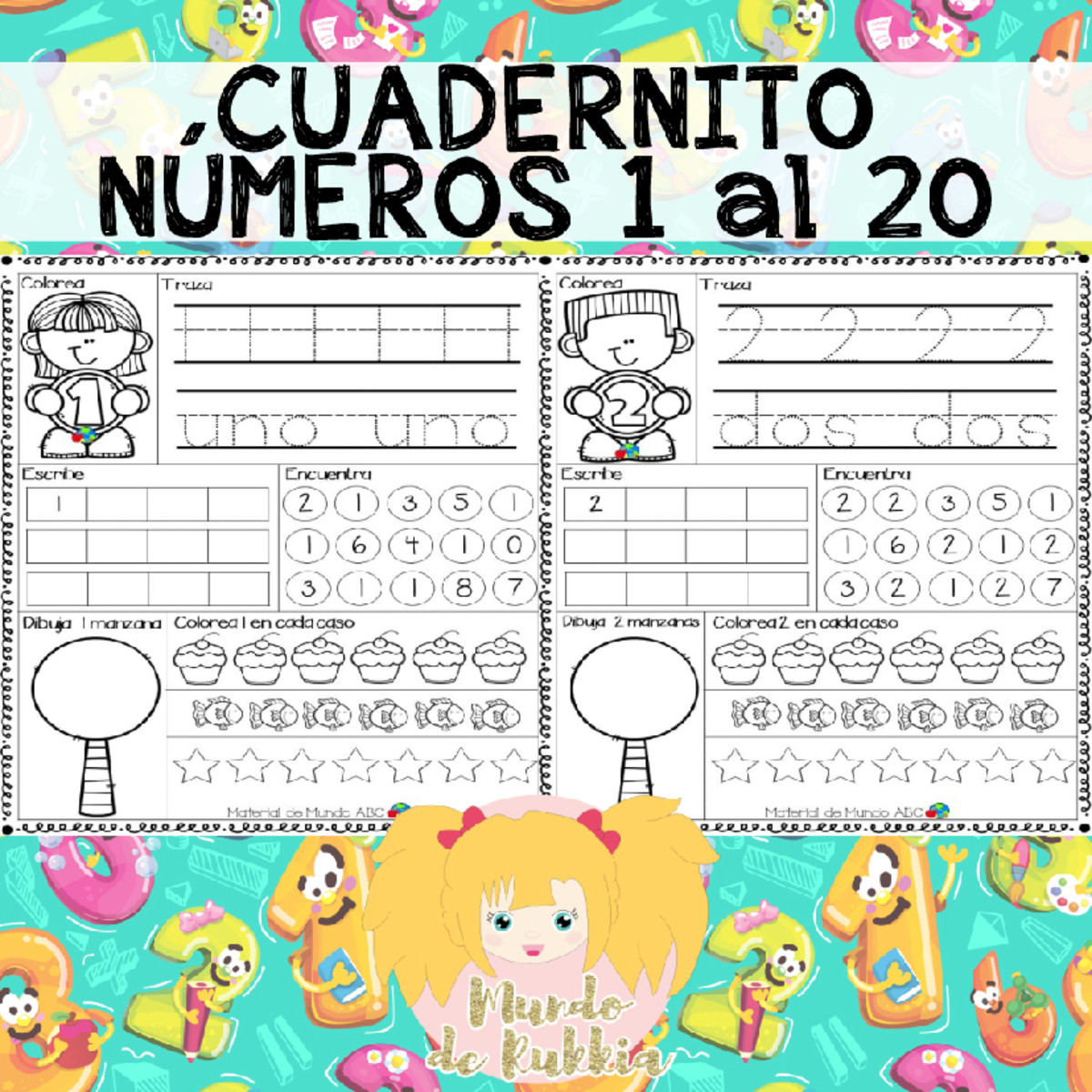 Cuadernito de números del 1 al 10 por Mundo de Rukkia - ,CUADERNITO ...