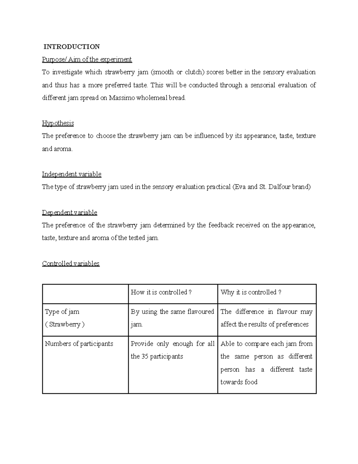 Nutrition Practical Report 2 - INTRODUCTION Purpose/ Aim of the ... Nutrition Practical Report 2 - INTRODUCTION Purpose/ Aim of the ...