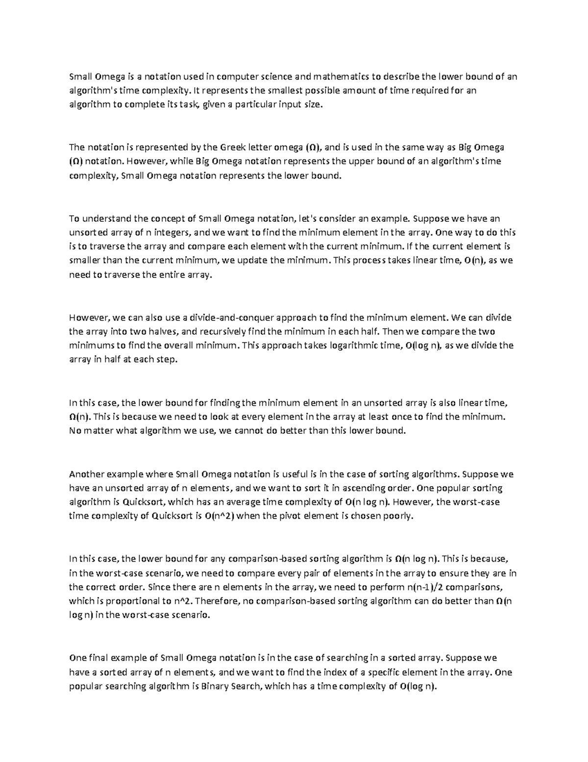 Small Omega - It represents the smallest possible amount of time ...