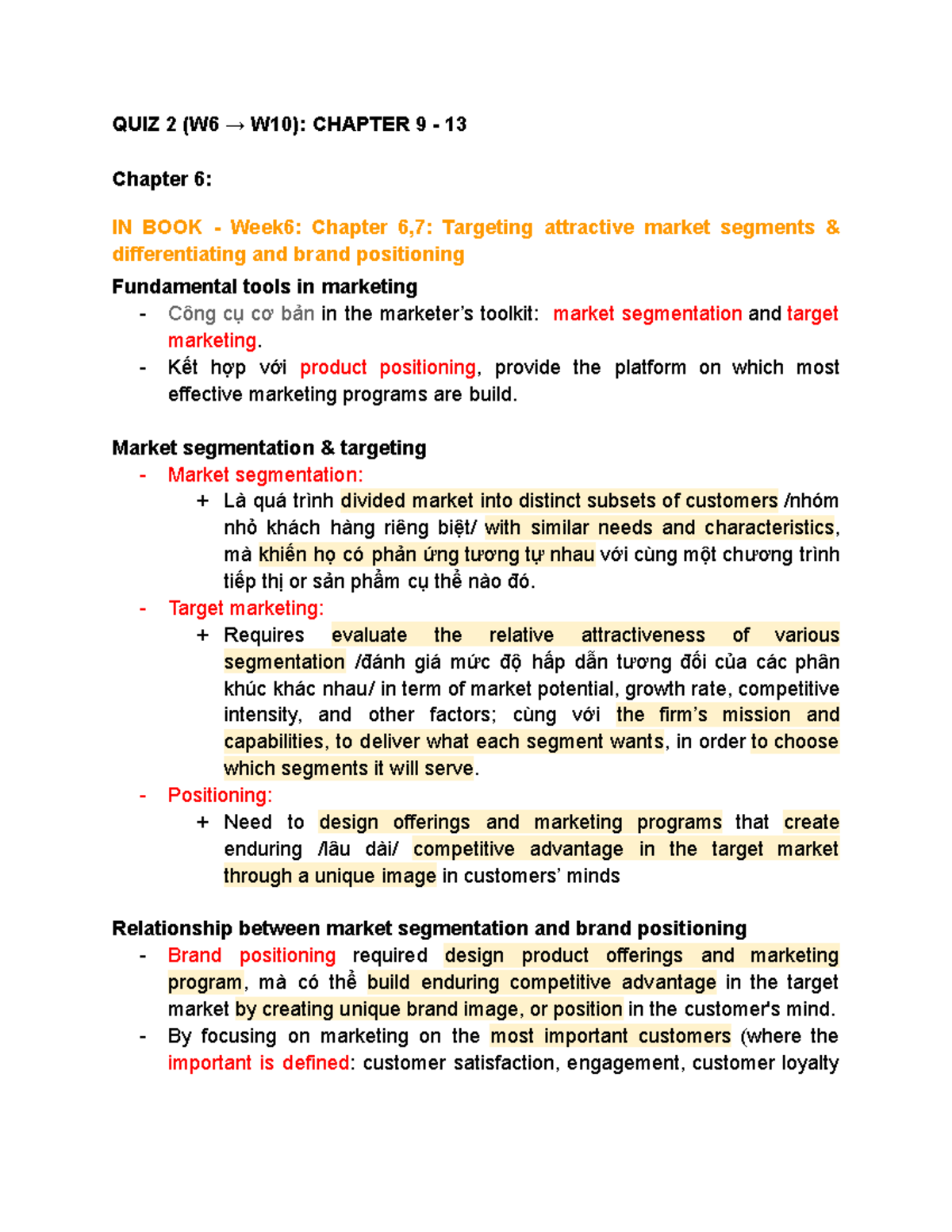 [SMM-2] ÔN Midterm - P2 - QUIZ 2 (W6 → W10): CHAPTER 9 - 13 Chapter 6: IN BOOK - Week6: Chapter ...