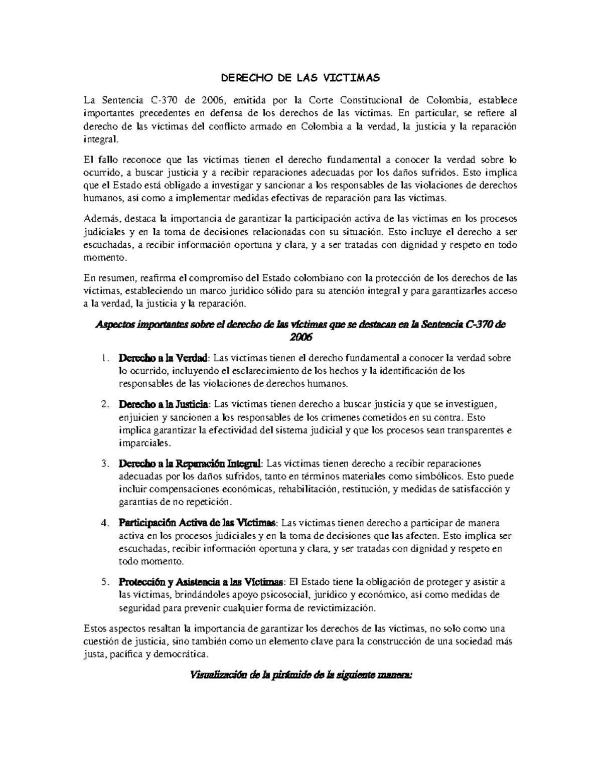 Derecho de las victimas - DERECHO DE LAS VICTIMAS La Sentencia C-370 de ...