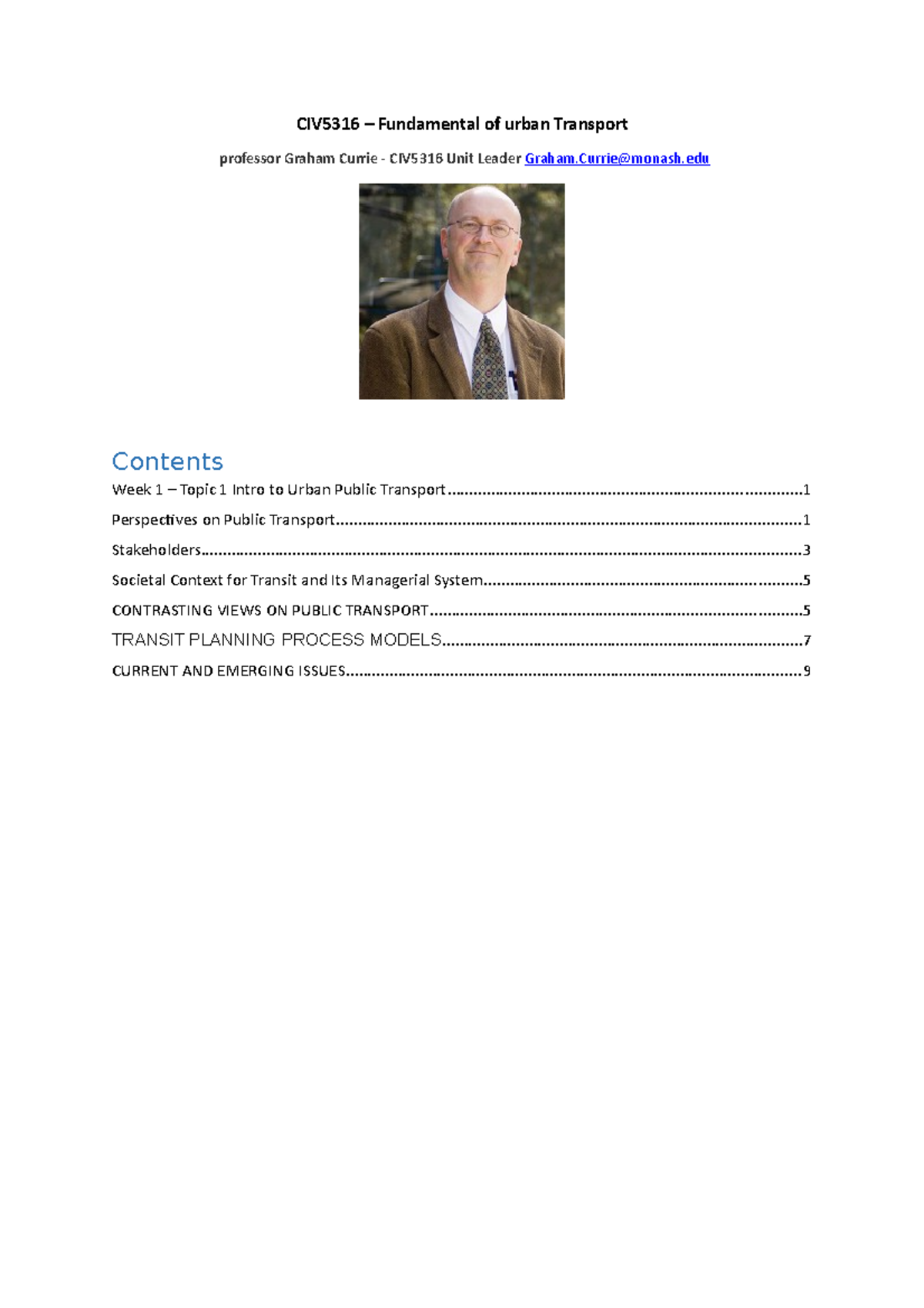 Topic Work - CIV5316 Fundamental of urban Transport professor Graham ...