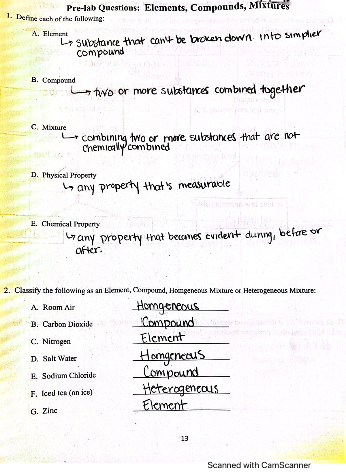 Element compound mixture - Questions: Elements, Compounds, Mixtures 1 ...