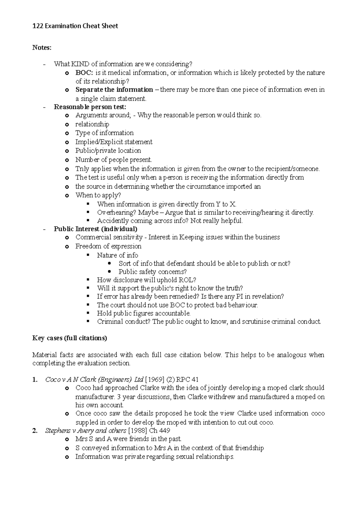 Exam cheat sheet - NOTE: the paragraph numbers will differ as those ...