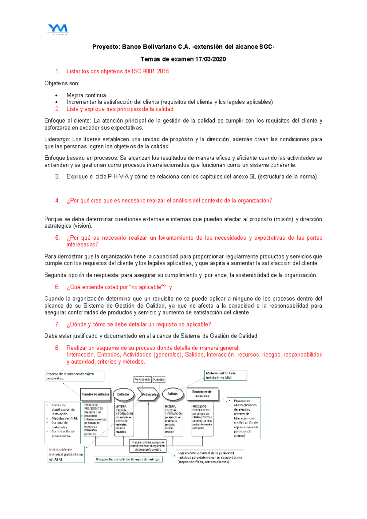 Temario para examen ISO 9001 - Temas de examen 17/03/ 1. Listar los dos ...