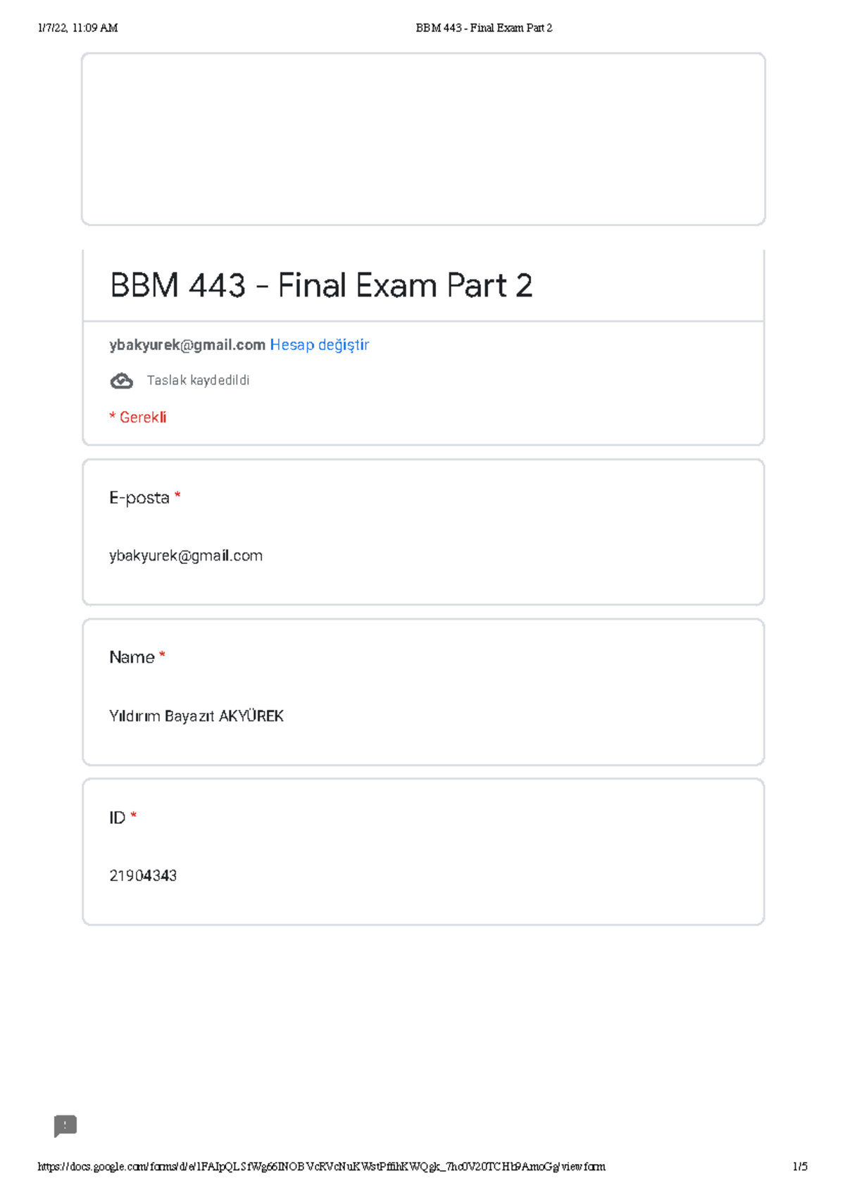 BBM 443 - Final Exam Part 2 2 copy 2 - E-posta * BBM 443 - Final Exam ...