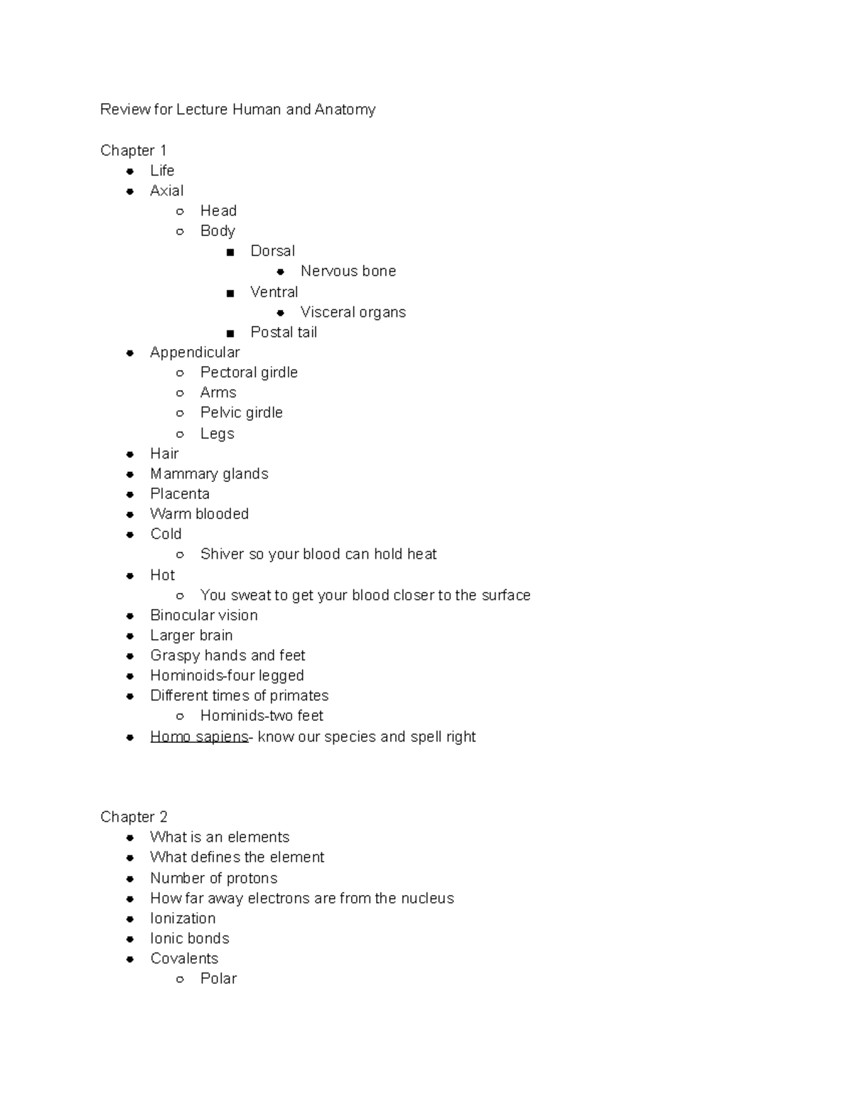 Human anatomy - lab class - Review for Lecture Human and Anatomy ...