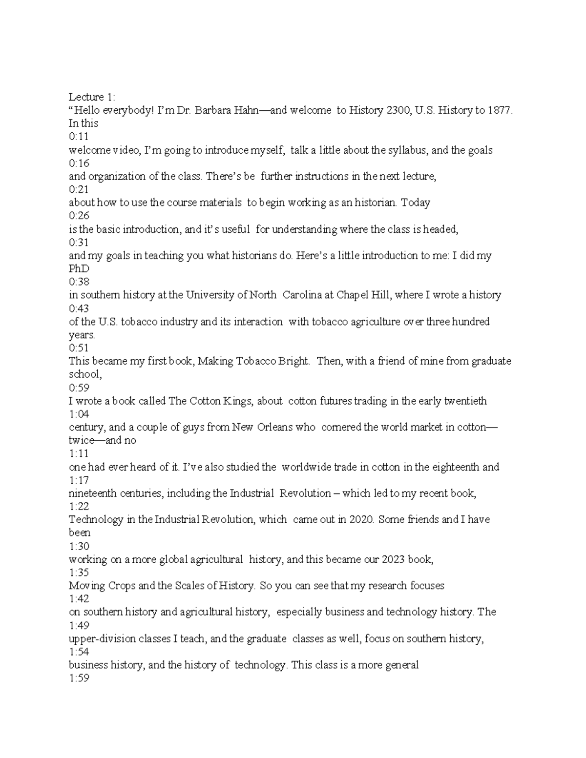 1-3 History Notes - Combination of the readings and lectures of Units 1 ...