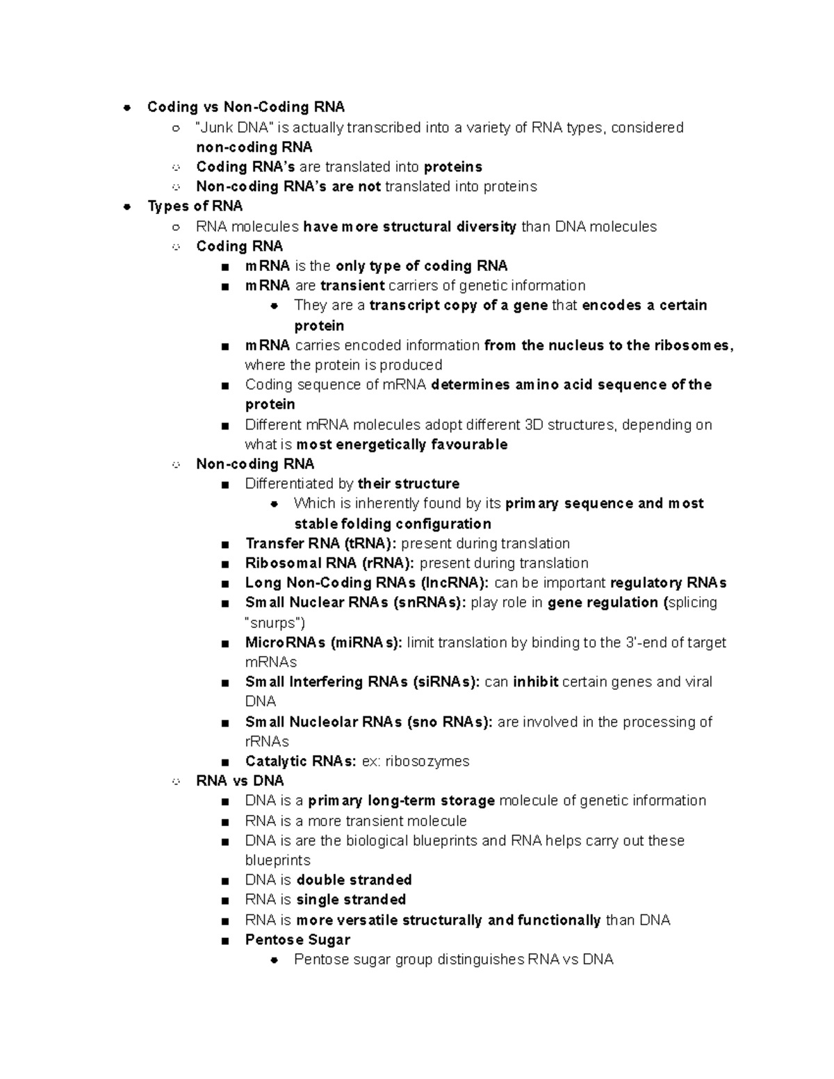 Module 3 Section 2 RNA structure and function - Coding vs Non-Coding ...