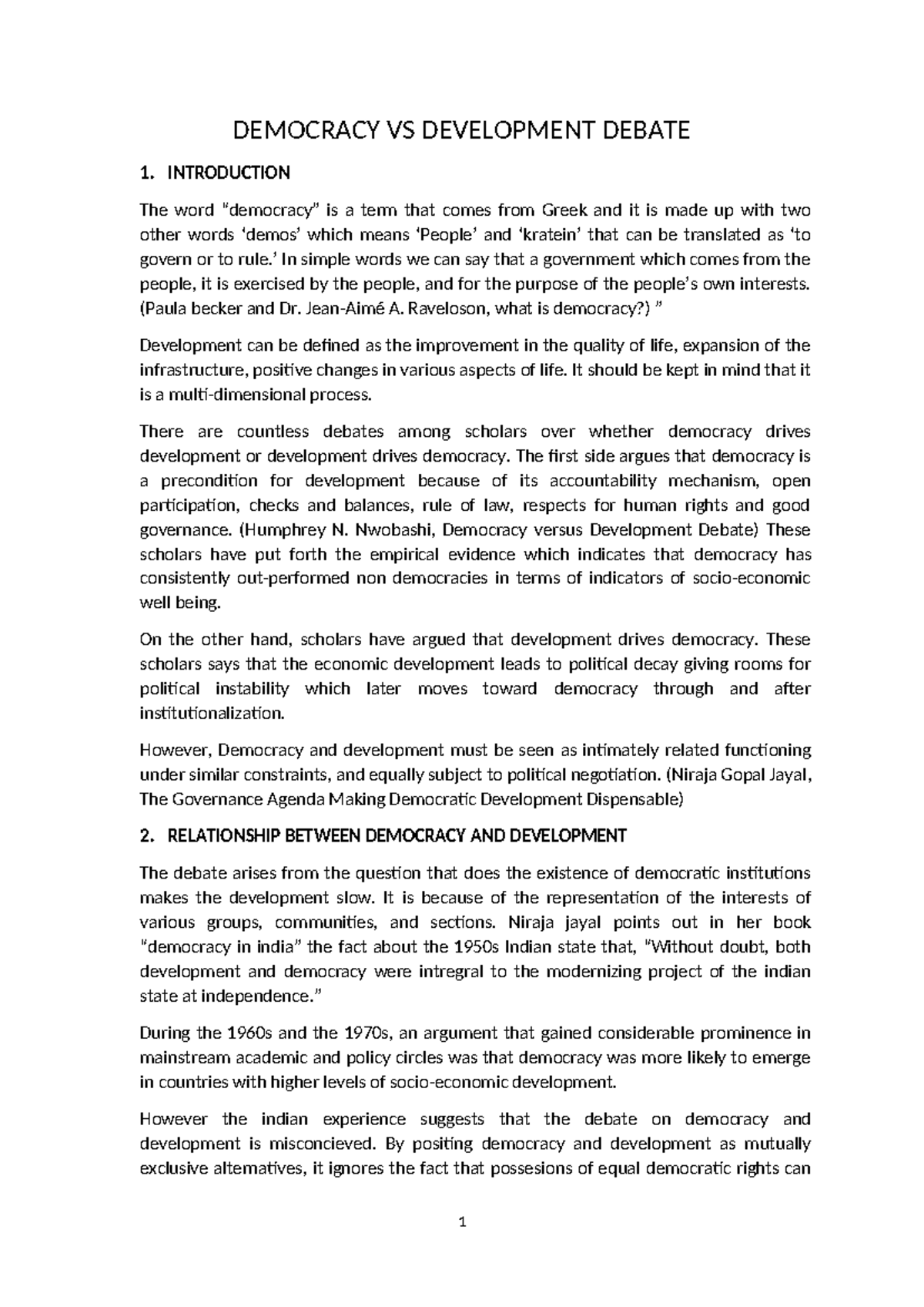 Democracy VS Development Debate-1 - DEMOCRACY VS DEVELOPMENT DEBATE 1 ...