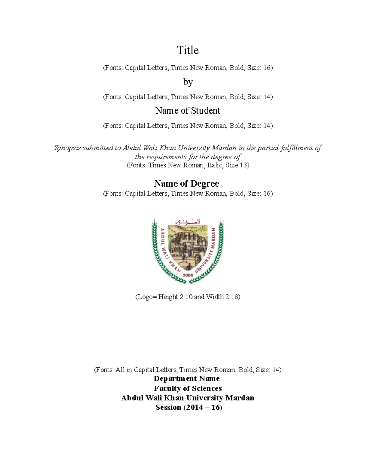 Synopsis Template New Science - Title (Fonts: Capital Letters, Times ...