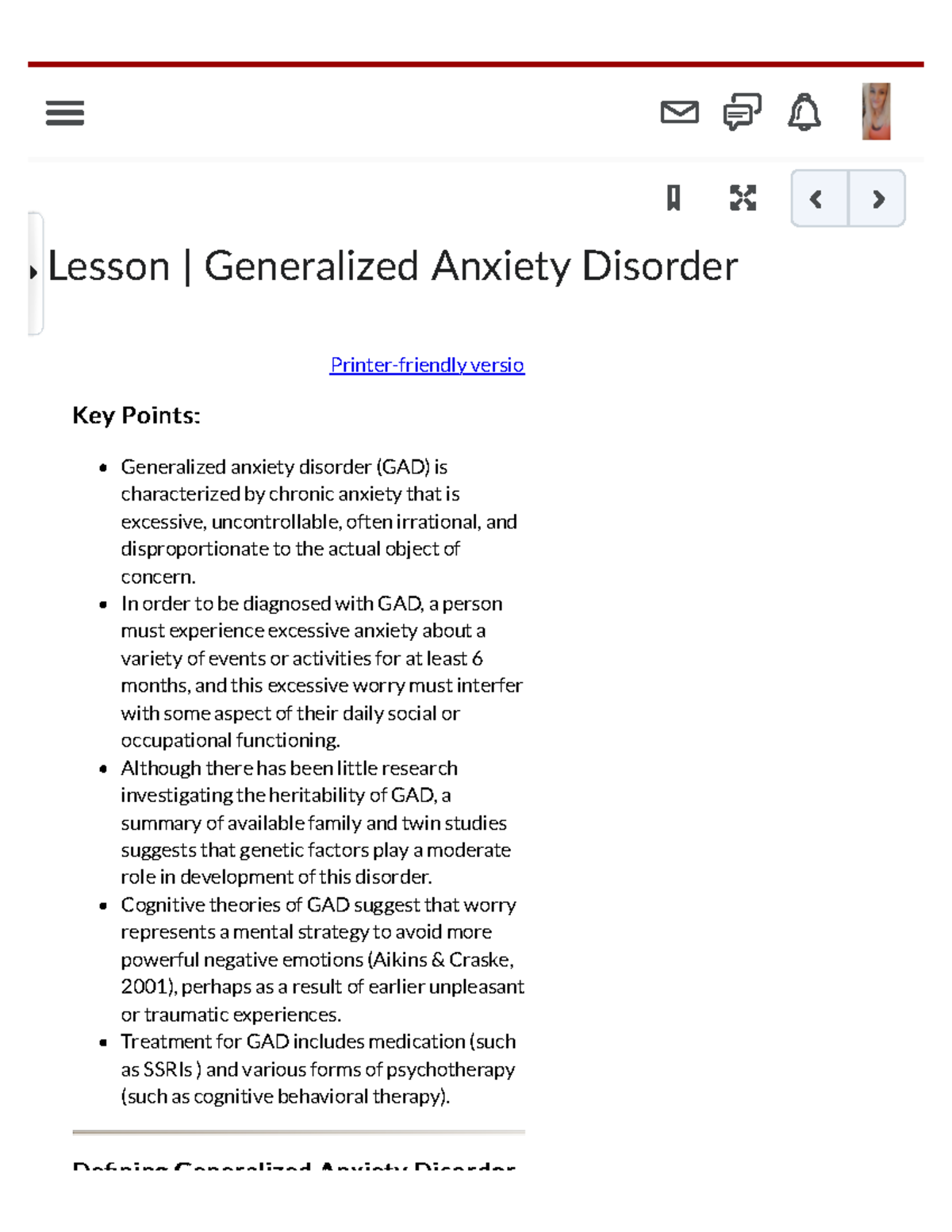 Lesson Generalized Anxiety Disorder - 23 - Lesson | Generalized Anxiety ...