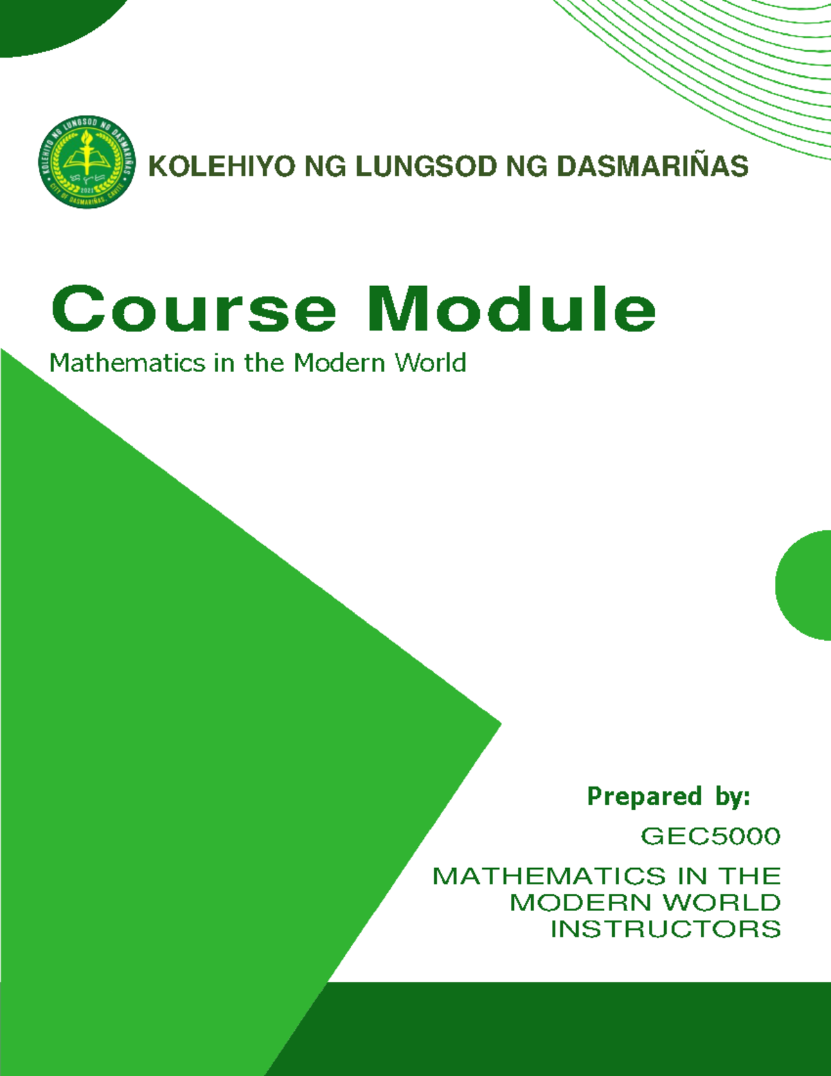 MATH IN OUR World - Course Module Mathematics in the Modern World ...