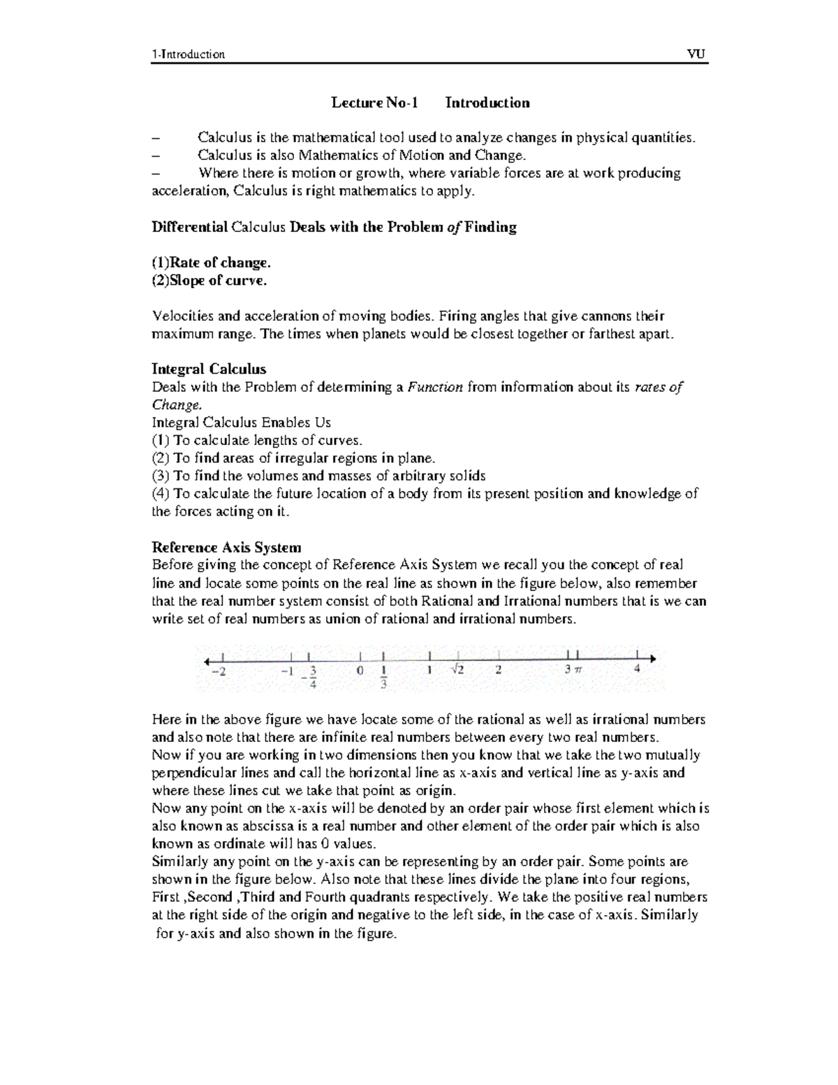 Lecture 1 MTH301 - Lecture No-1 Introduction Calculus is the ...