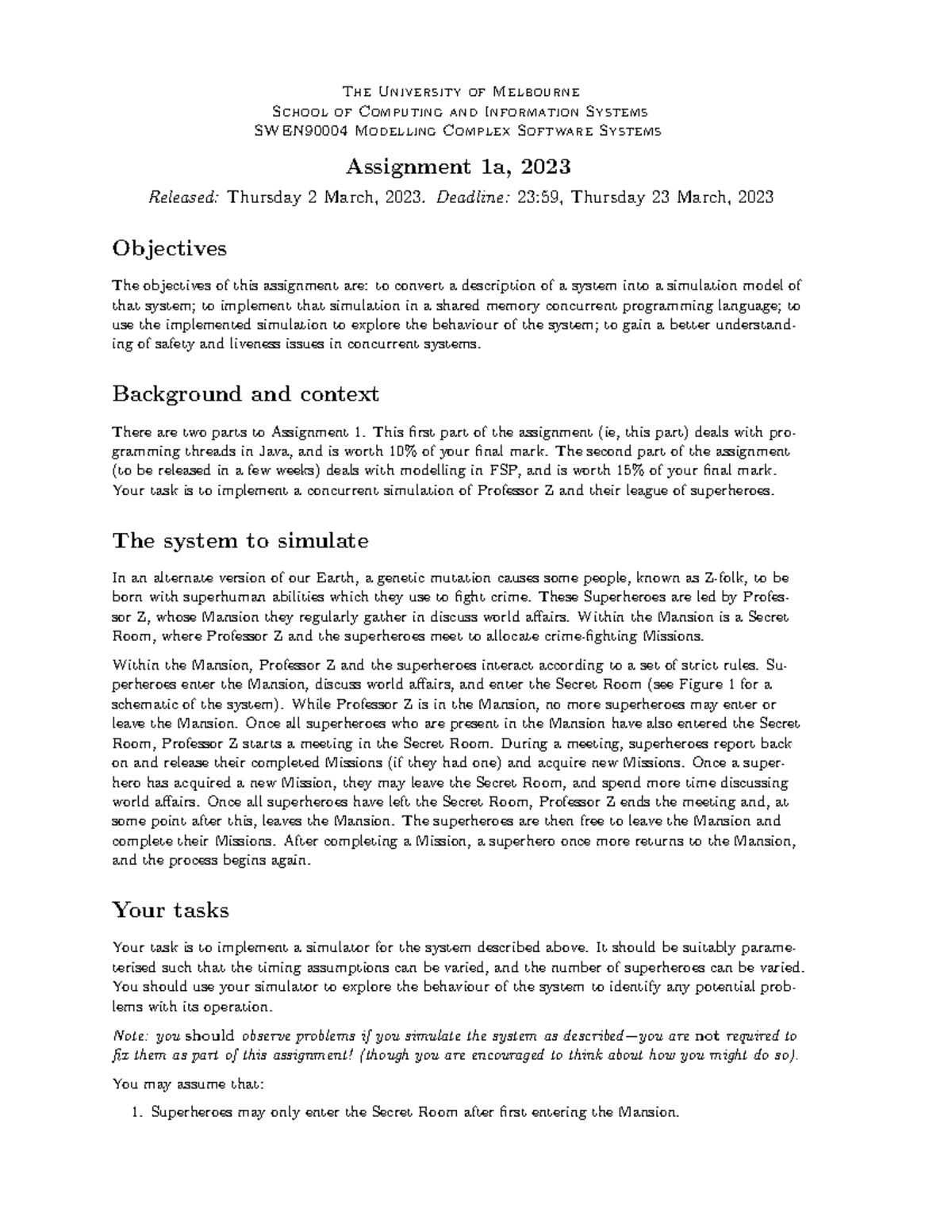 SWEN90004 2023 Assignment 1a - The University of Melbourne School of Computing and Information ...