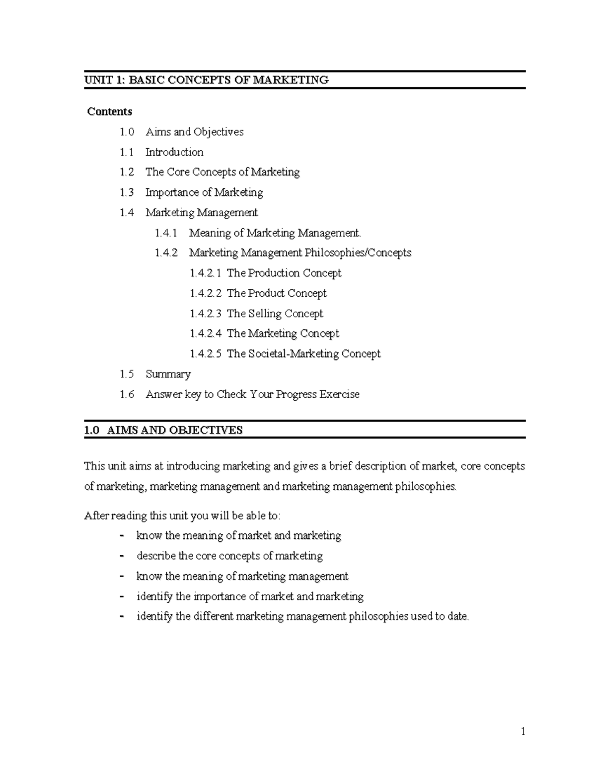 Marketing - Chapter 1 upto 8; Module - UNIT 1:UNIT 1: BASIC CONCEPTS OF ...