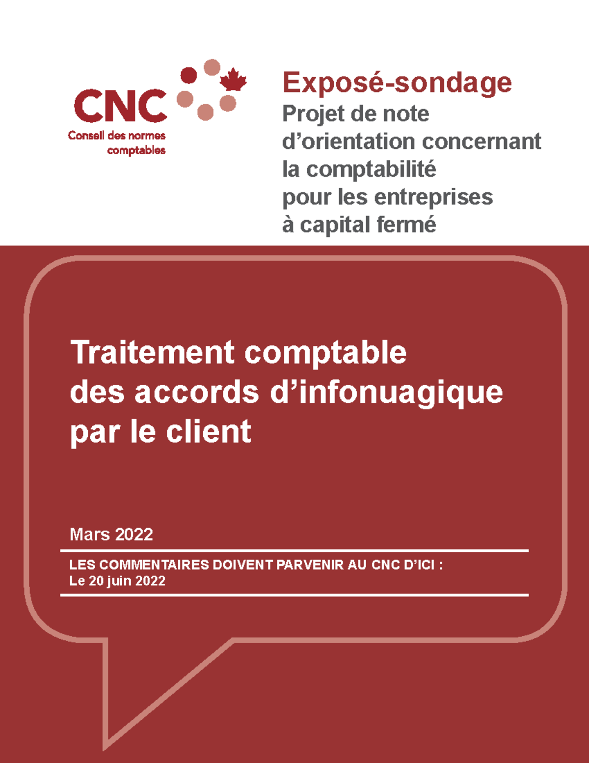 Cnc es accords infonuagique - Exposé-sondage Projet de note d’orientation concernant la ...