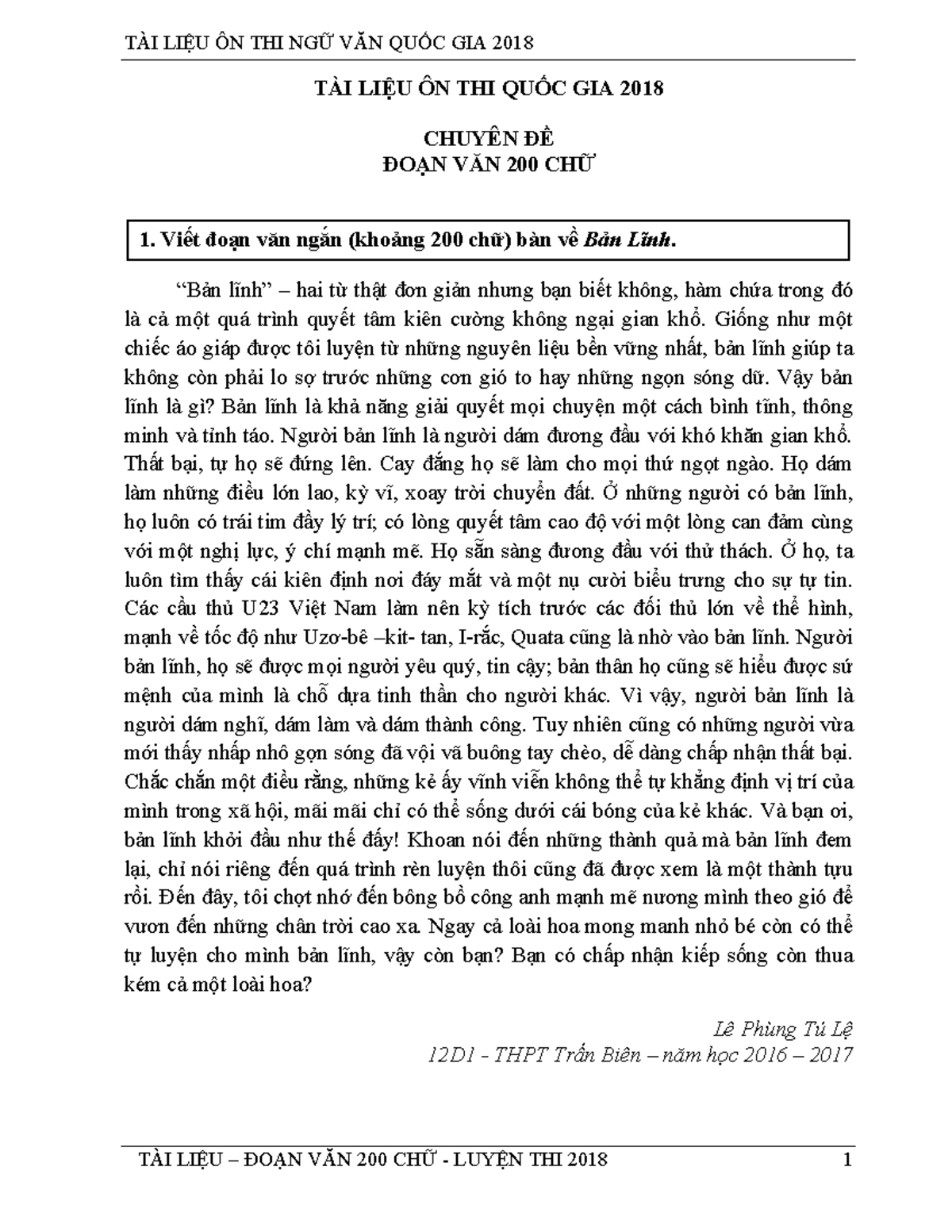 70 đoạn NLXH 200 chữ - ok ha - TÀI LIỆU ÔN THI QUỐC GIA 2018 CHUYÊN ĐỀ ĐOẠN VĂN 200 CHỮ Viết ...
