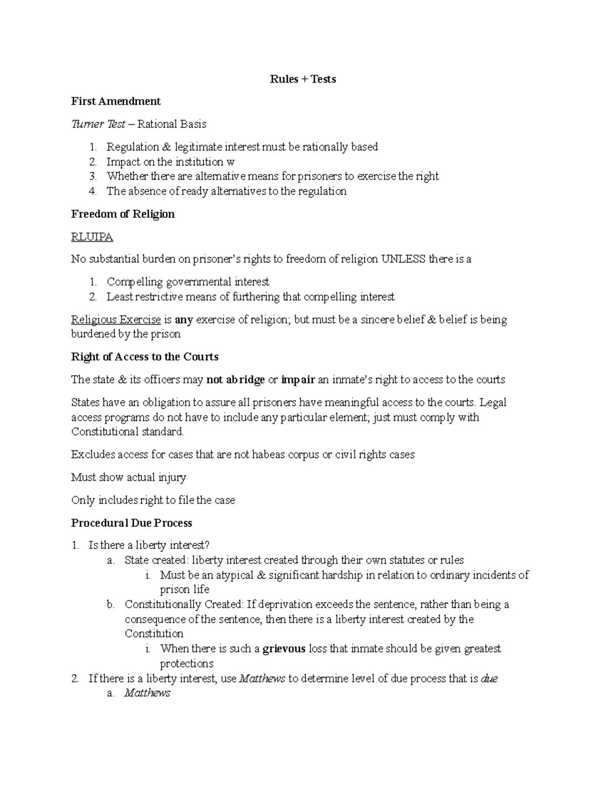 Rules + Tests - Rules + Tests First Amendment Turner Test – Rational ...