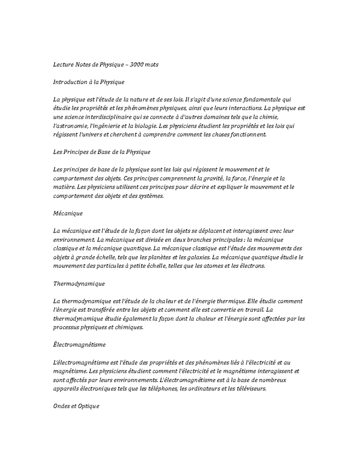 Physics Study Notes - Lecture Notes de Physique – 3000 mots ...