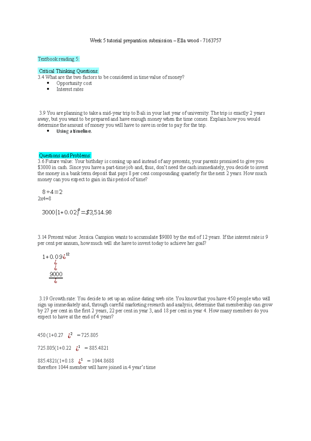 Week 5 tutorial preparation submission - The trip is exactly 2 years ...