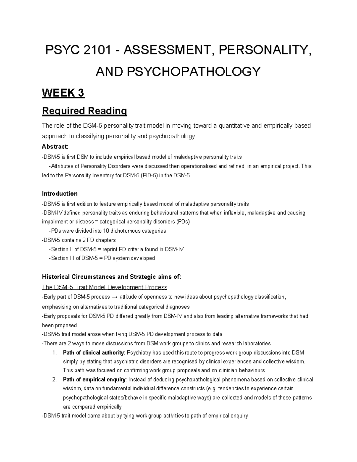 PSYC 2101 - Week 3 Required Reading I - PSYC 2101 - ASSESSMENT ...