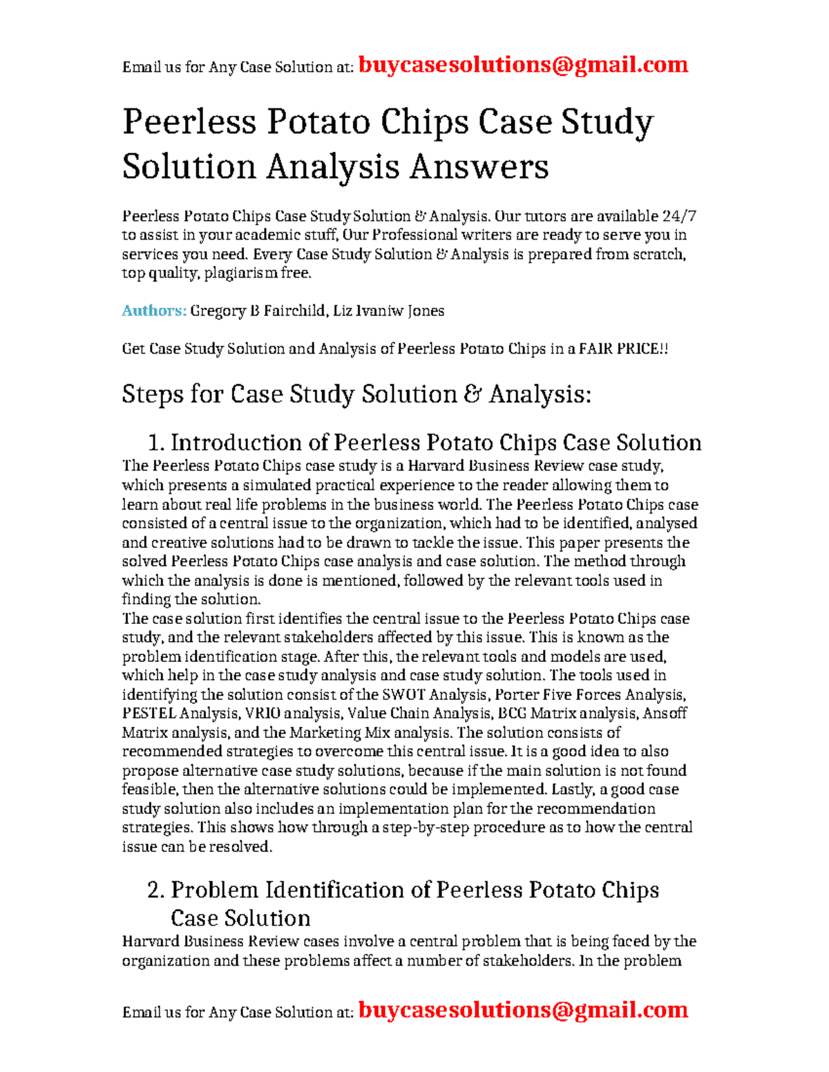 Peerless Potato Chips Case Study Solution Analysis - Peerless Potato ...