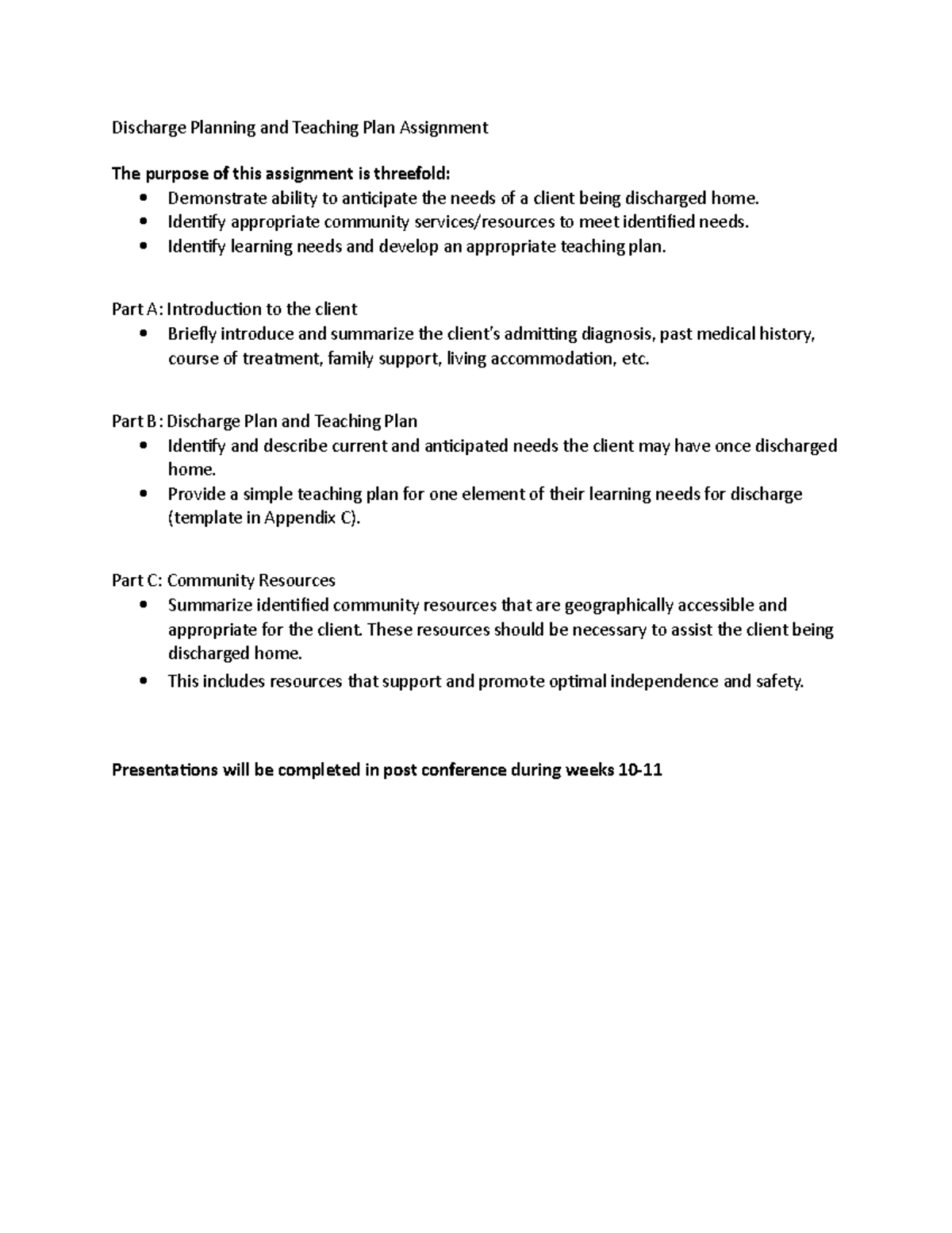 Discharge Planning and Teaching Plan Assignment - Identify appropriate ...