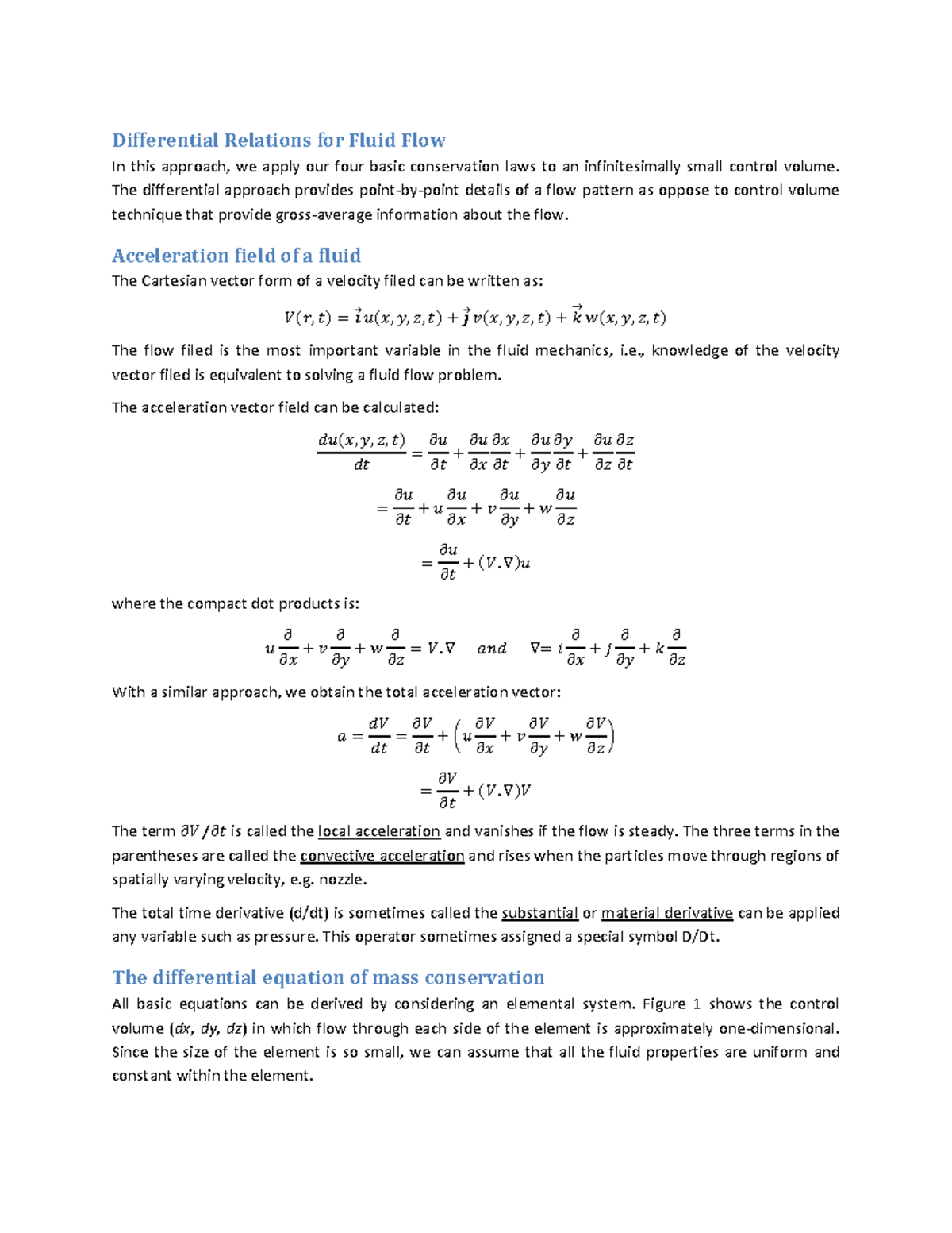 Differential Relations for Fluid Flow - The differential approach provides point‐by‐point ...