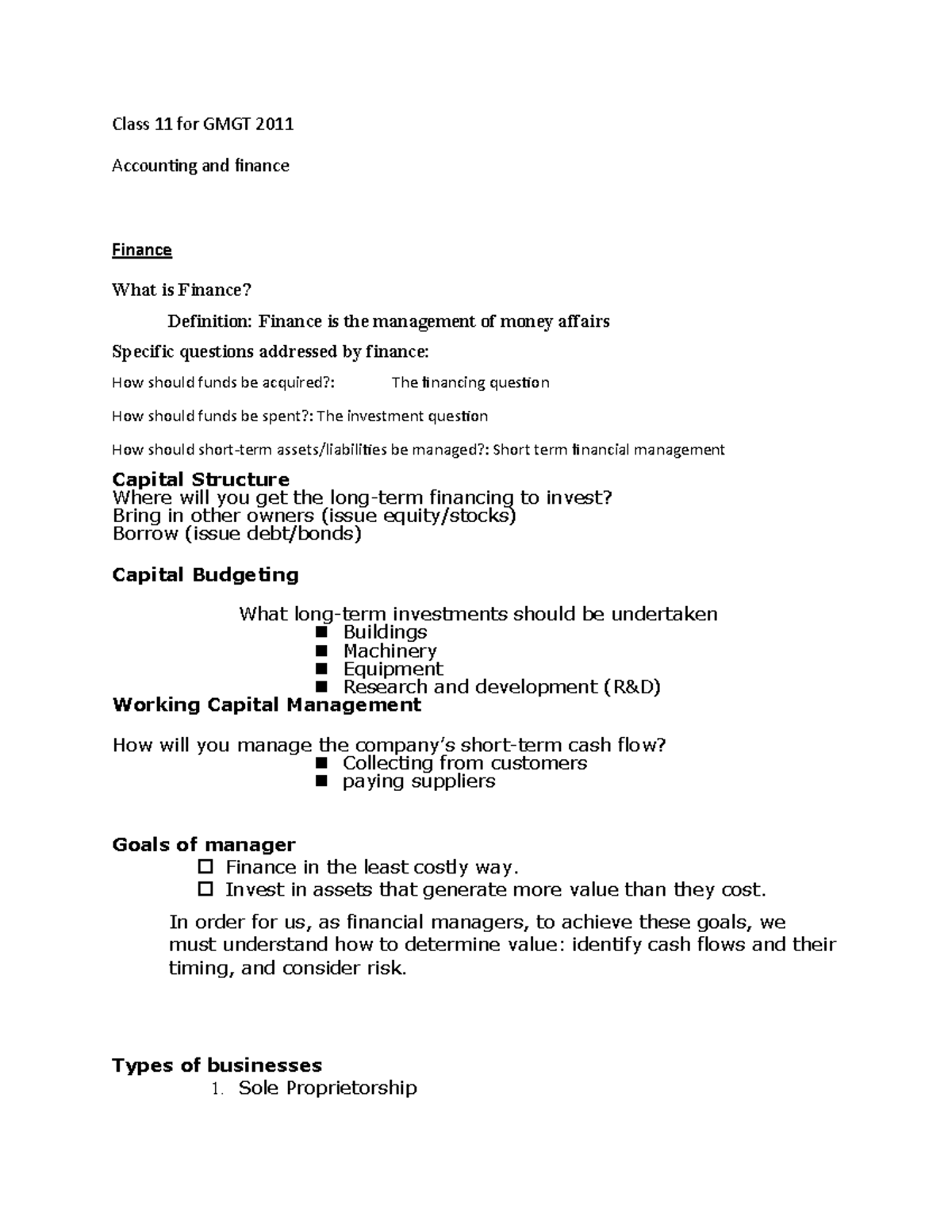 Class 11 notes Financeplus accounting notes - Class 11 for GMGT 2011 ...