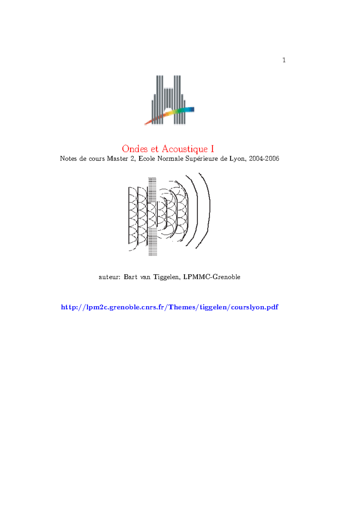 Ondes et Acoustique I - Laboratoire de Physique et Modélisation - 1 ...