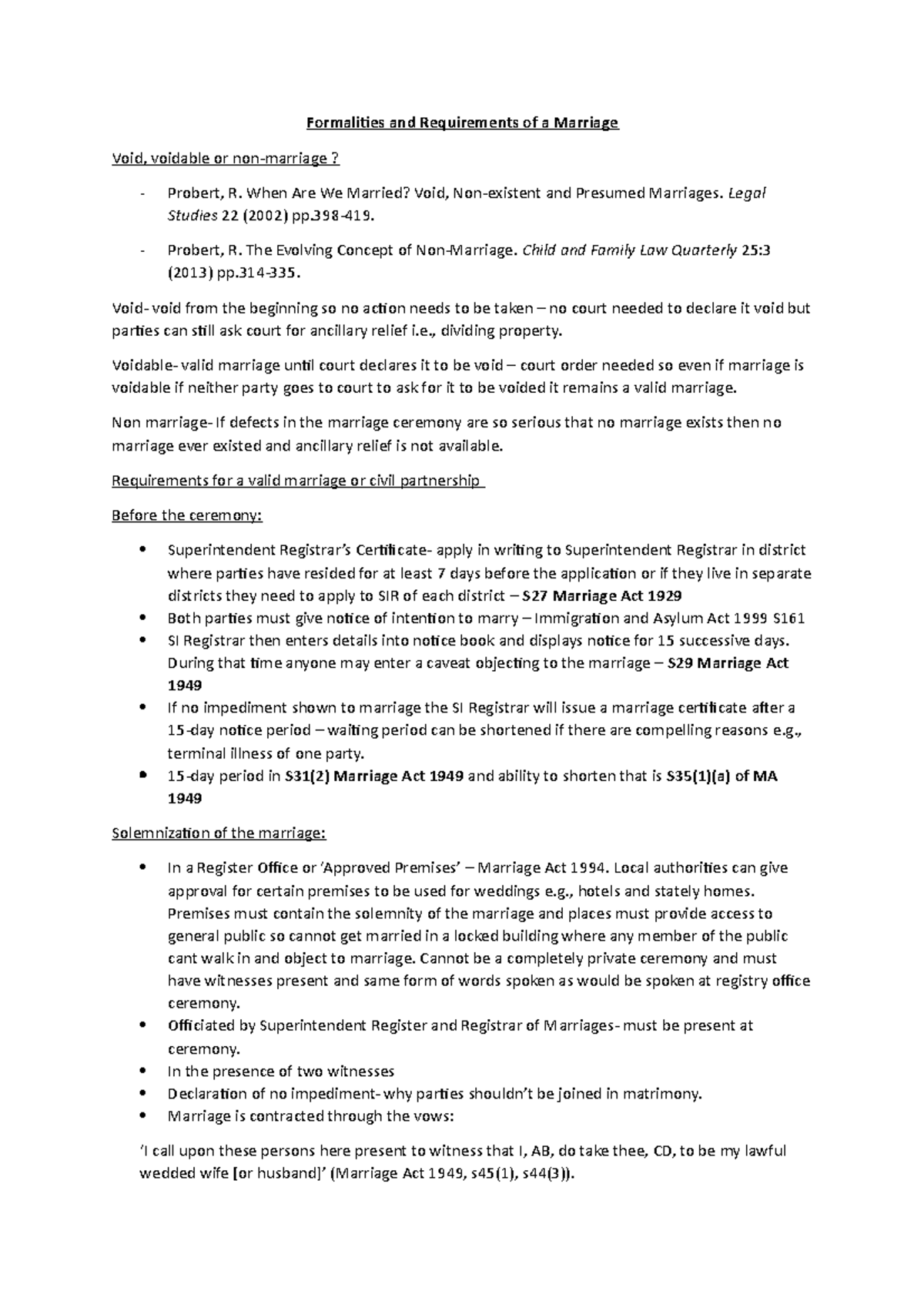 Formalities and Requirements of a Marriage - When Are We Married? Void ...