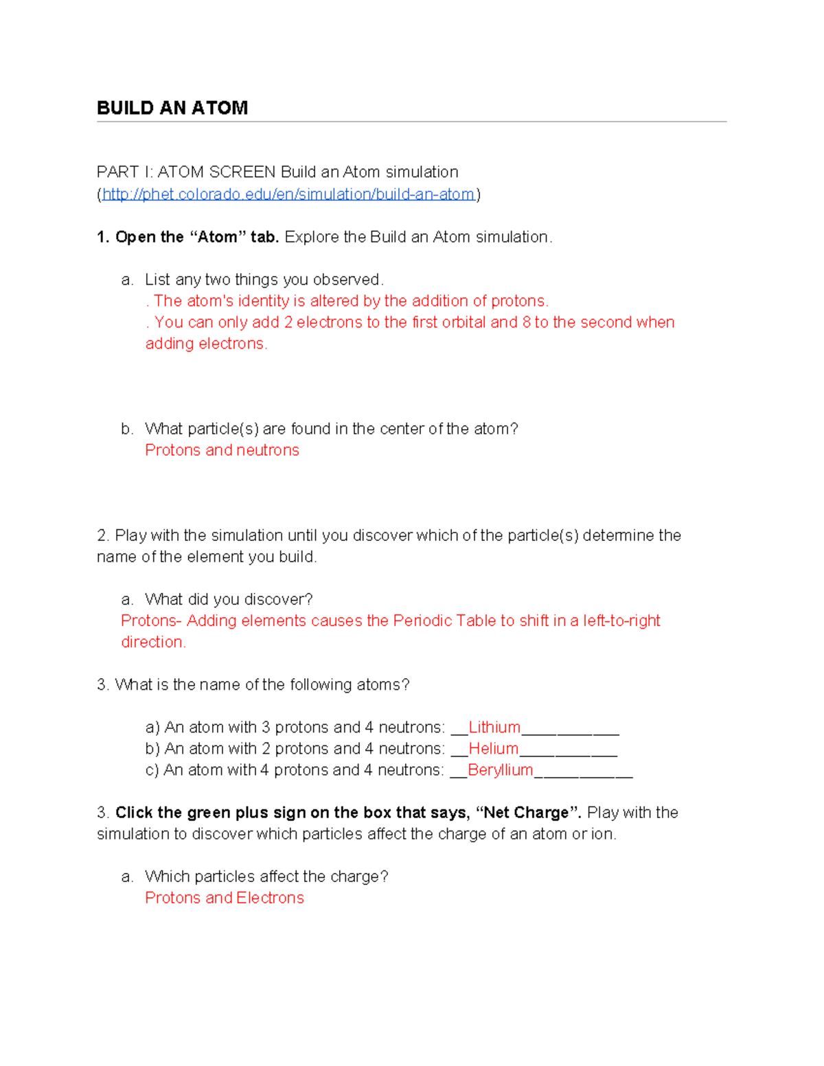 Build+AN+ATOM+Guide+Chem+(1) - BUILD AN ATOM PART I: ATOM SCREEN Build an Atom simulation - Studocu