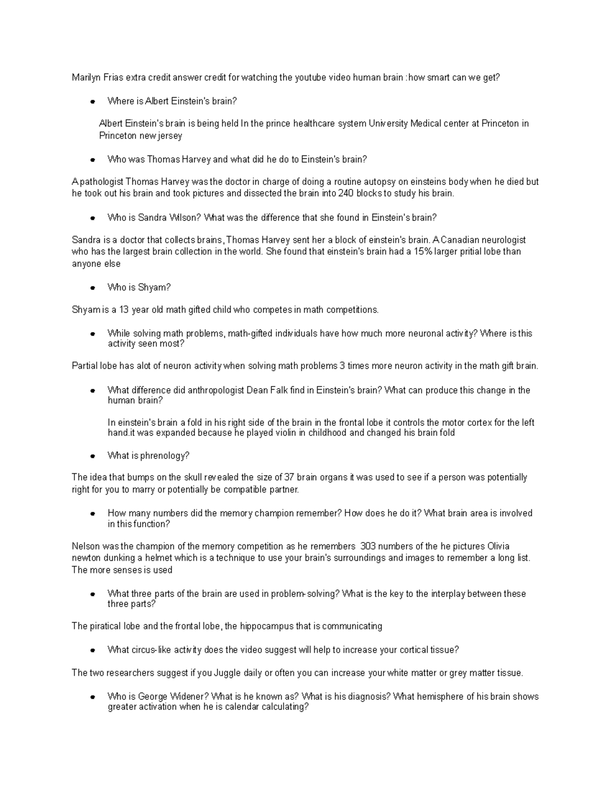 Extra credit psychology print out - Marilyn Frias extra credit answer ...