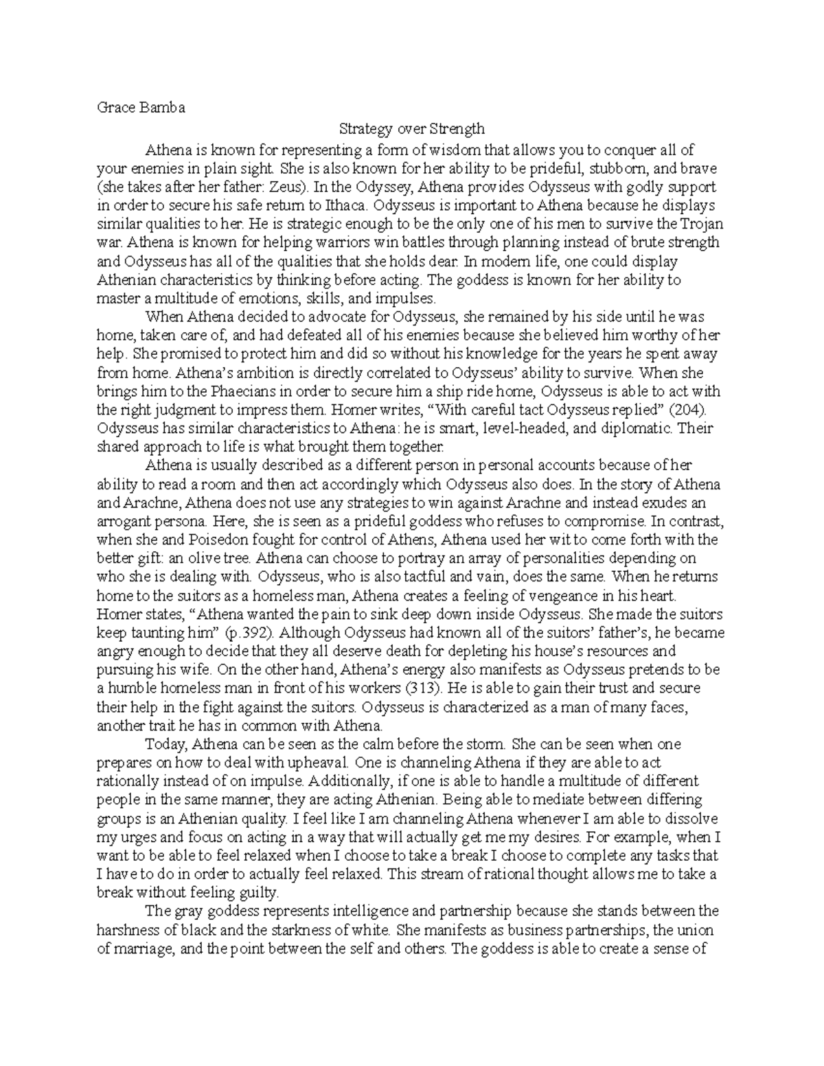 Athena Reading Note - Grace Bamba Strategy over Strength Athena is ...