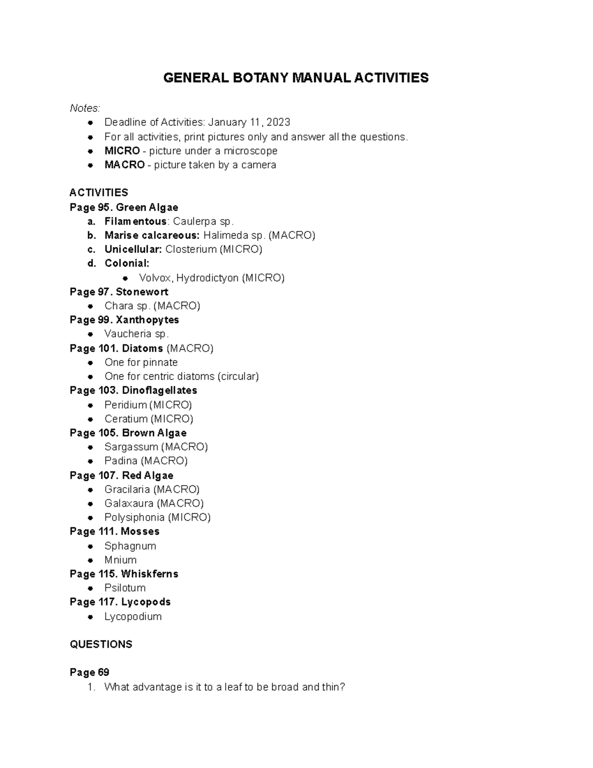 General Botany Manual Activities - GENERAL BOTANY MANUAL ACTIVITIES ...