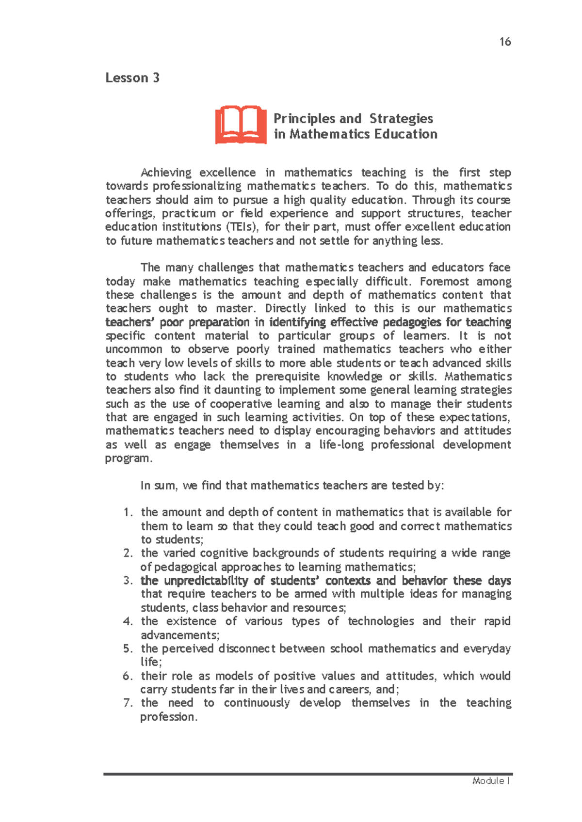 SEME 110 Lesson-3 - Math - Lesson 3 Achieving excellence in mathematics ...