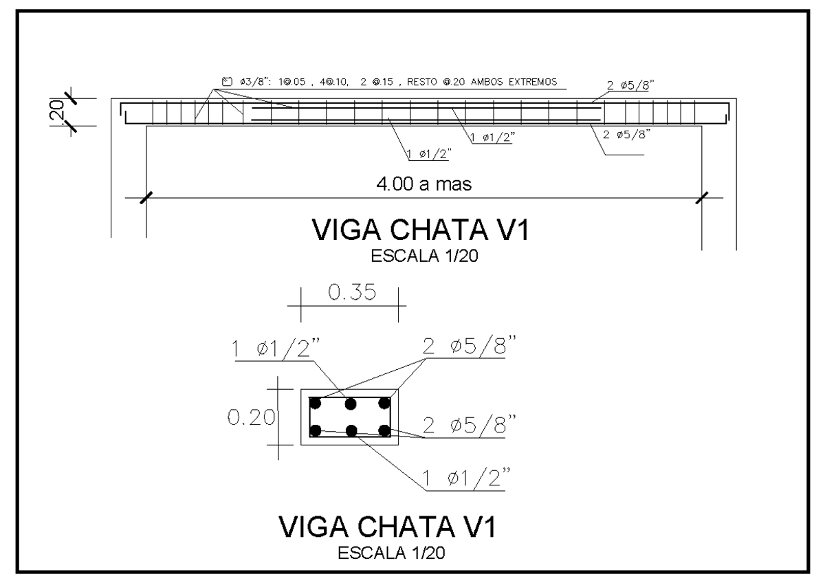 VIGA Chata - callculo - Estatica - 4 a mas - VIGA CHATA V - ESCALA 1 ...