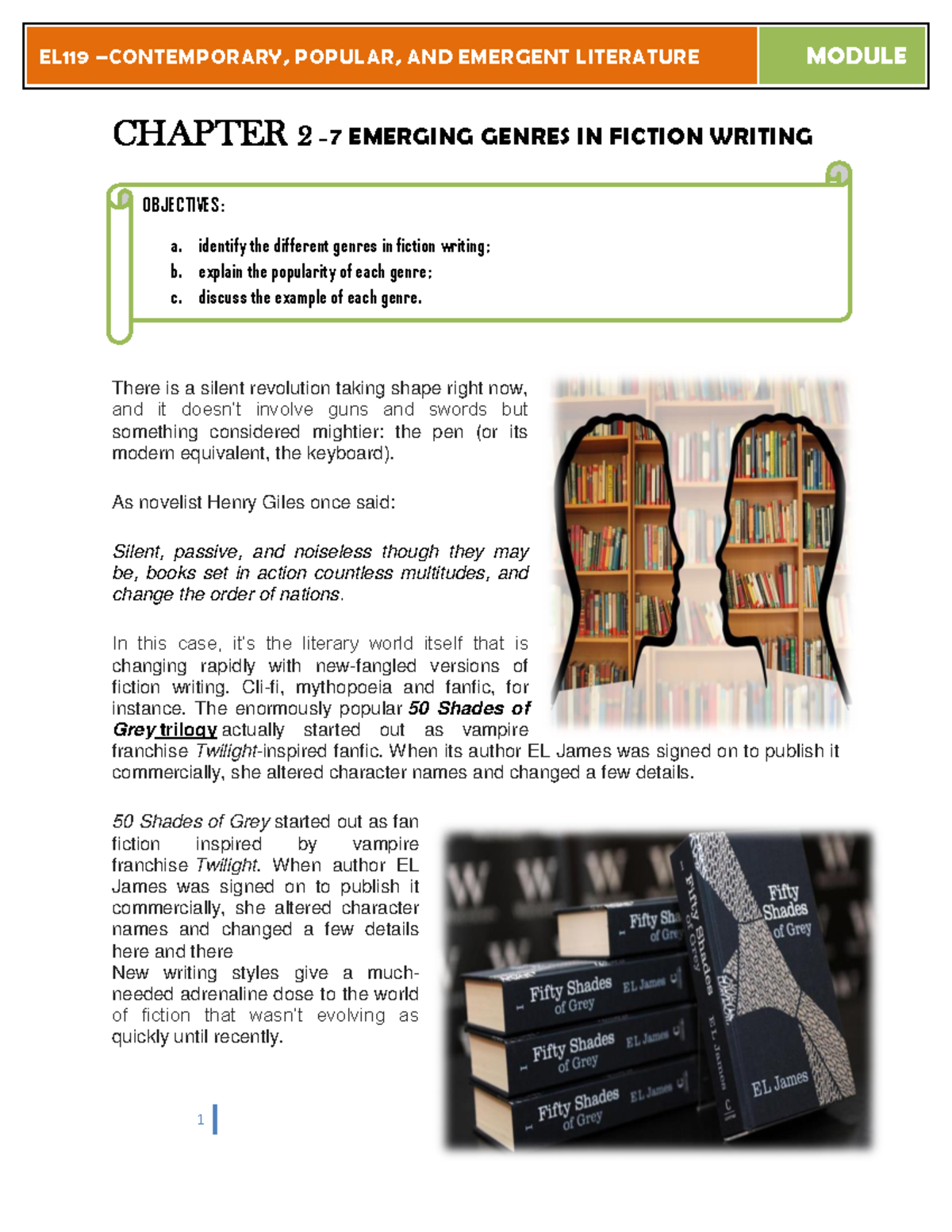 Chapter 2 - 7 Emerging Genres IN Fiction Writing - CHAPTER 2 – 7 ...