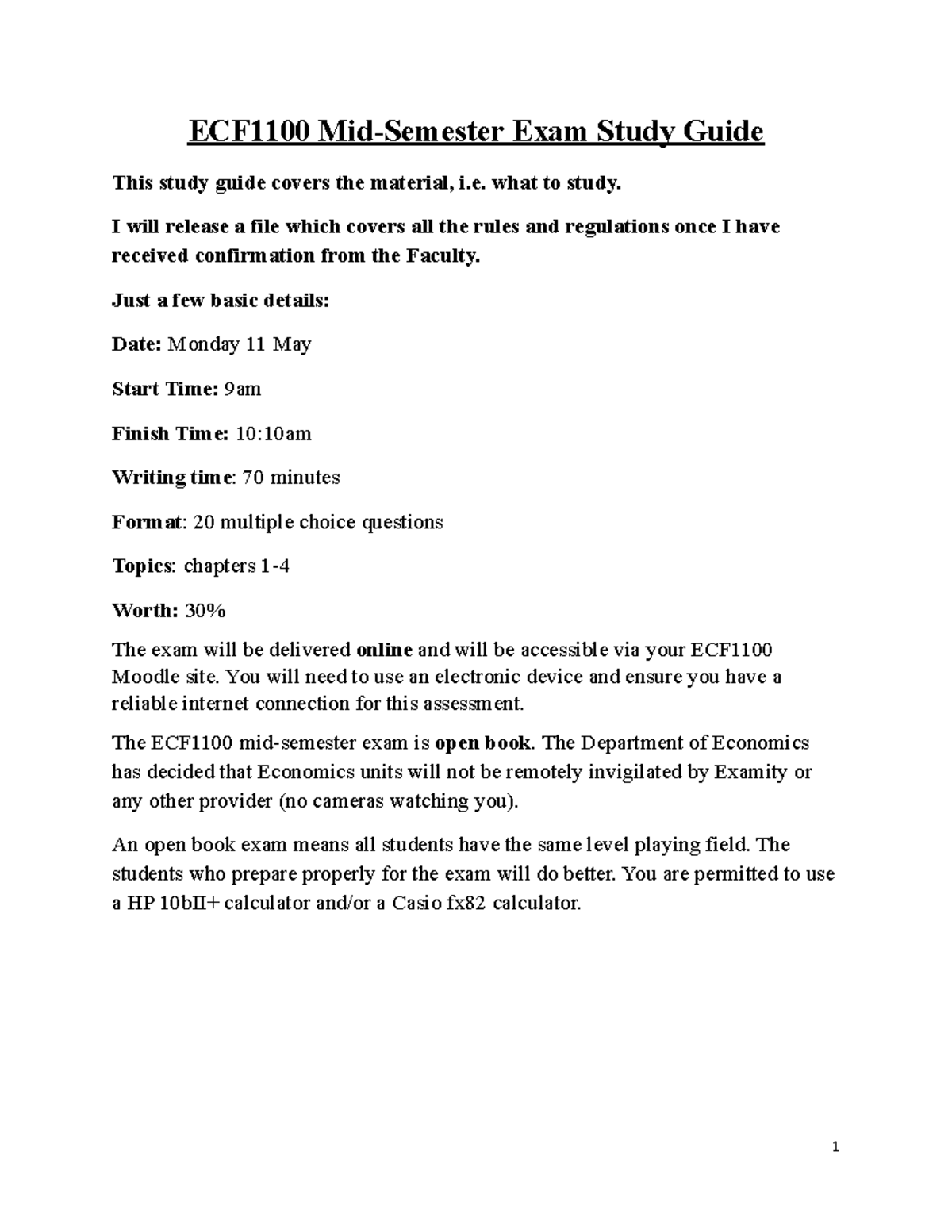 ECF1100 MSE Study Guide - ECF1100 Mid-Semester Exam Study Guide This ...