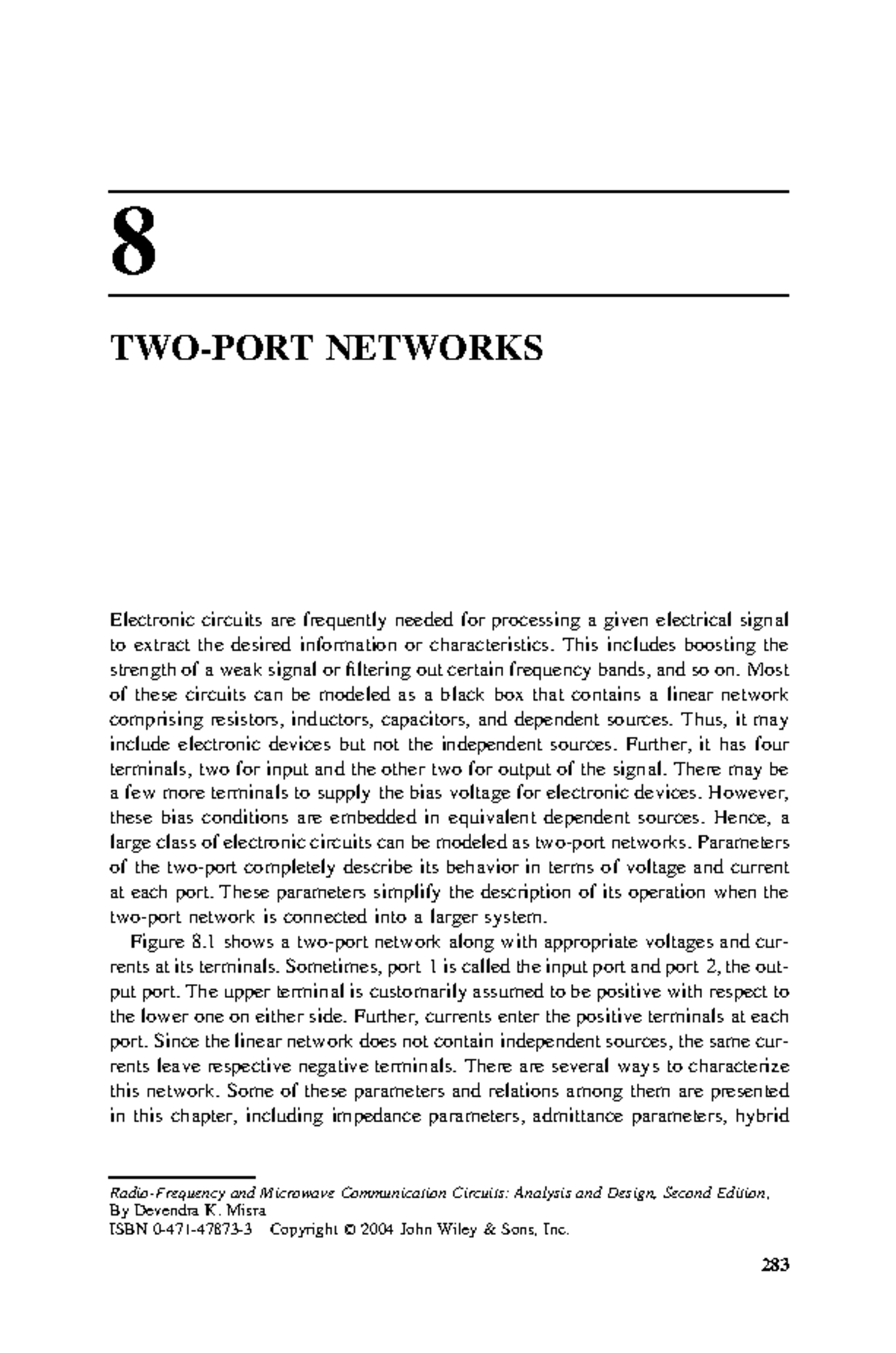 2 port ntk - great - 8 TWO-PORT NETWORKS Electronic circuits are ...