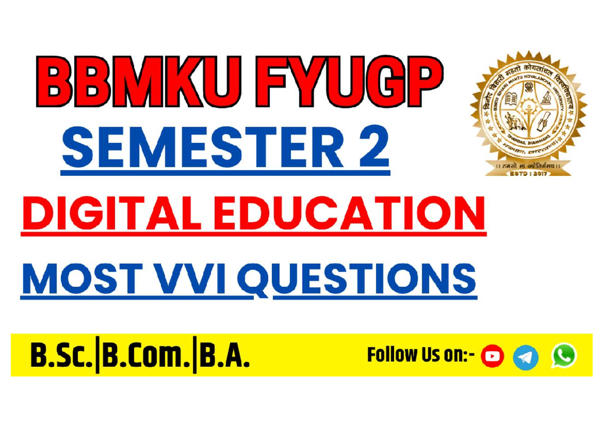 bbmku sem 2 important mcqs - DGITAL EDUCATION Computer Network and Internet - Multiple Choice ...