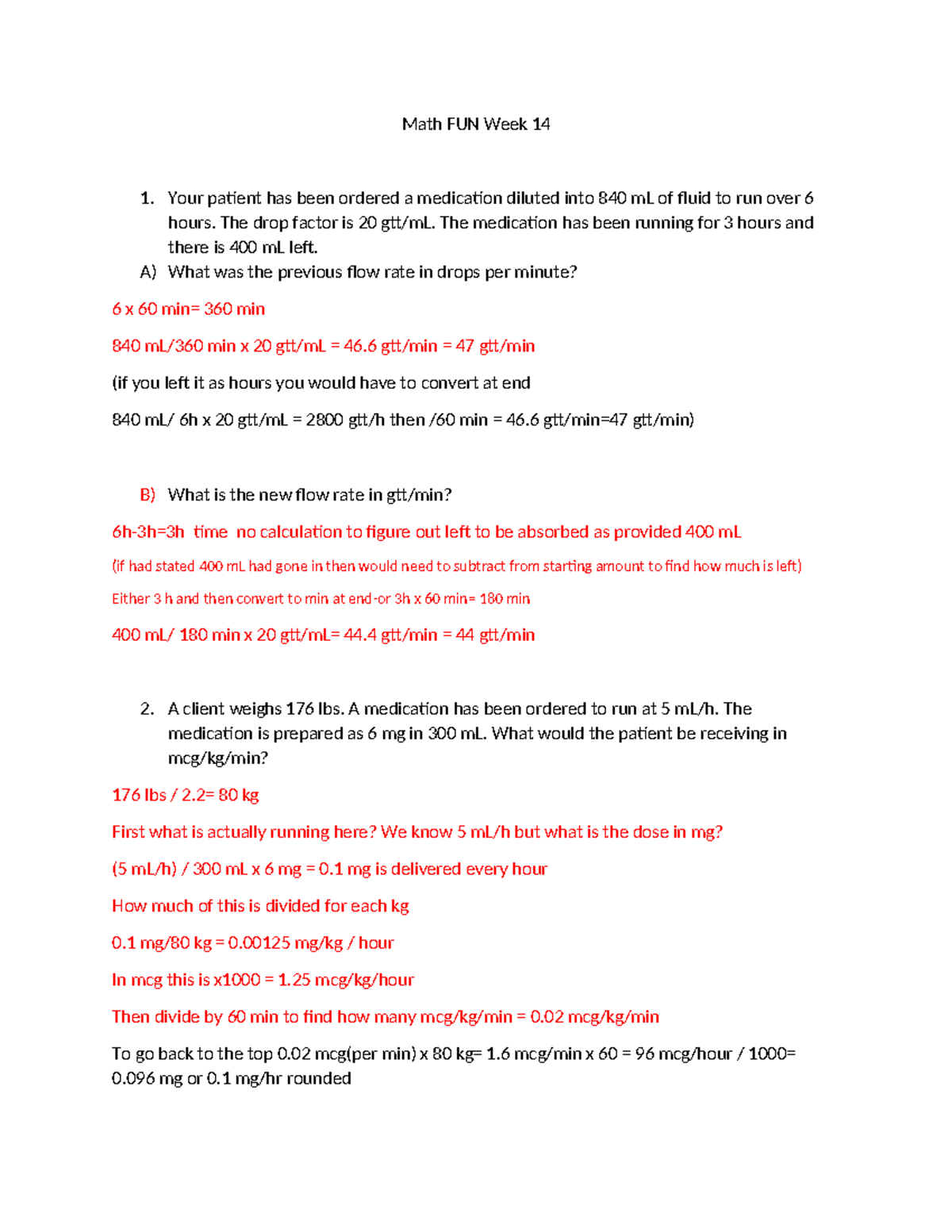 Math Fun Week 141 - usefull - Math FUN Week 14 Your patient has been ...