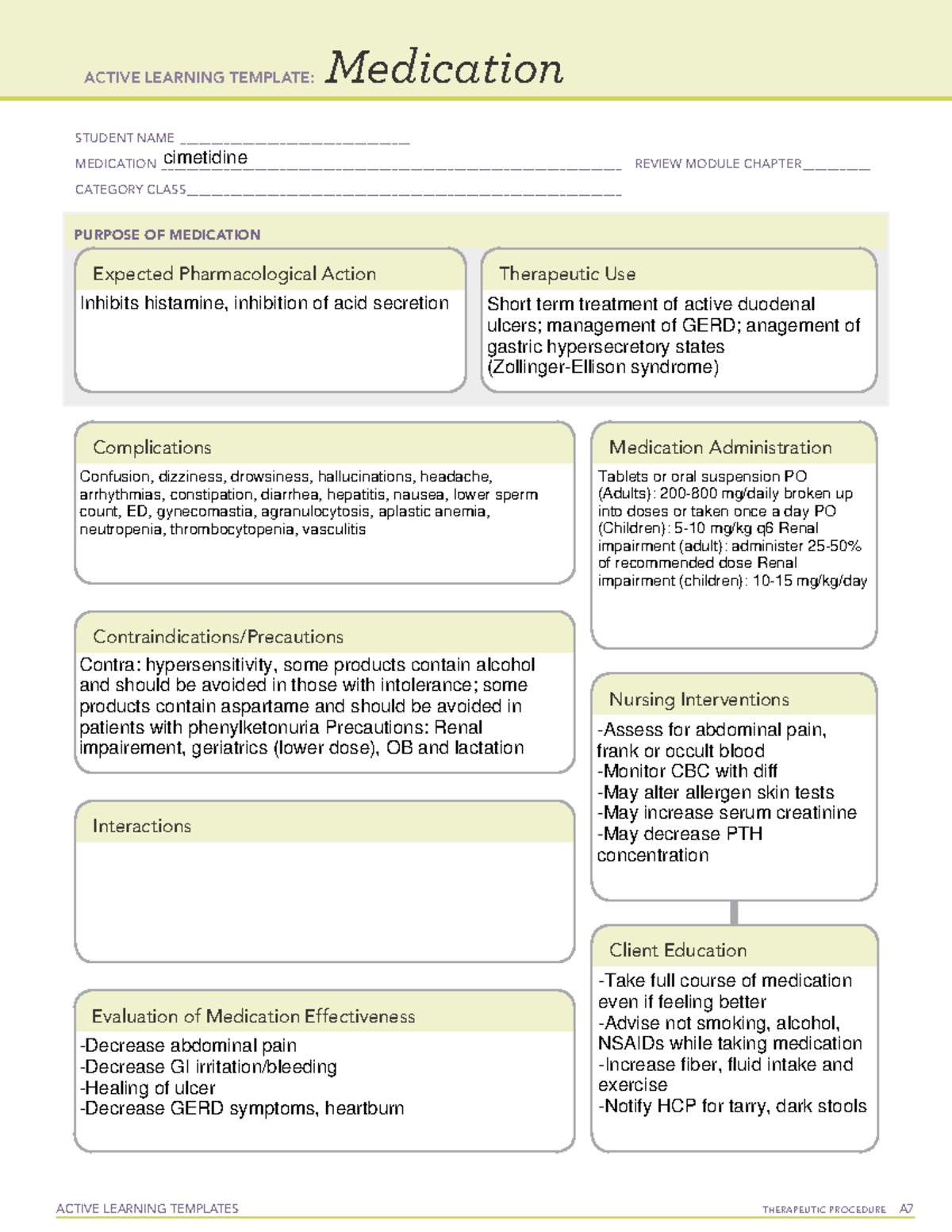 Cimetidine - kotok ba lip - ACTIVE LEARNING TEMPLATES THERAPEUTIC ...