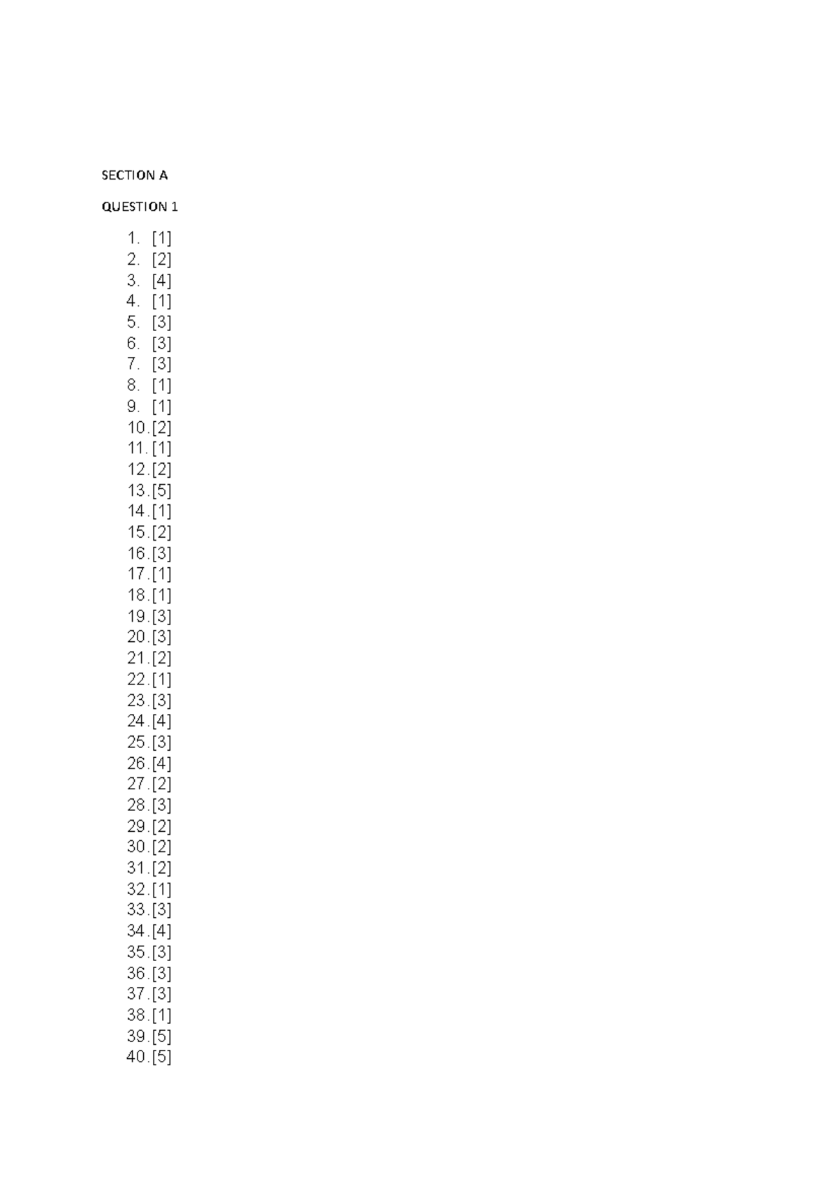 Assessment - SECTION A QUESTION 1 1. [1] 2. [2] 3. [4] 4. [1] 5. [3] 6 ...