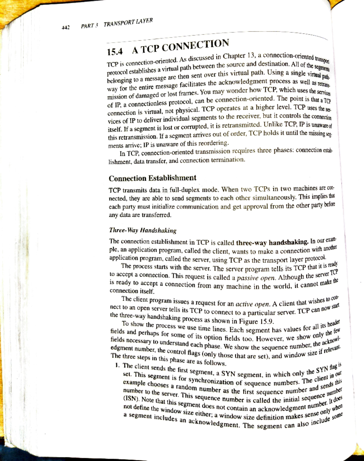 TCP Connection - Hey - 442 PART 3 TRANSPORT LA YER 15 A TCP CONNECTION ...