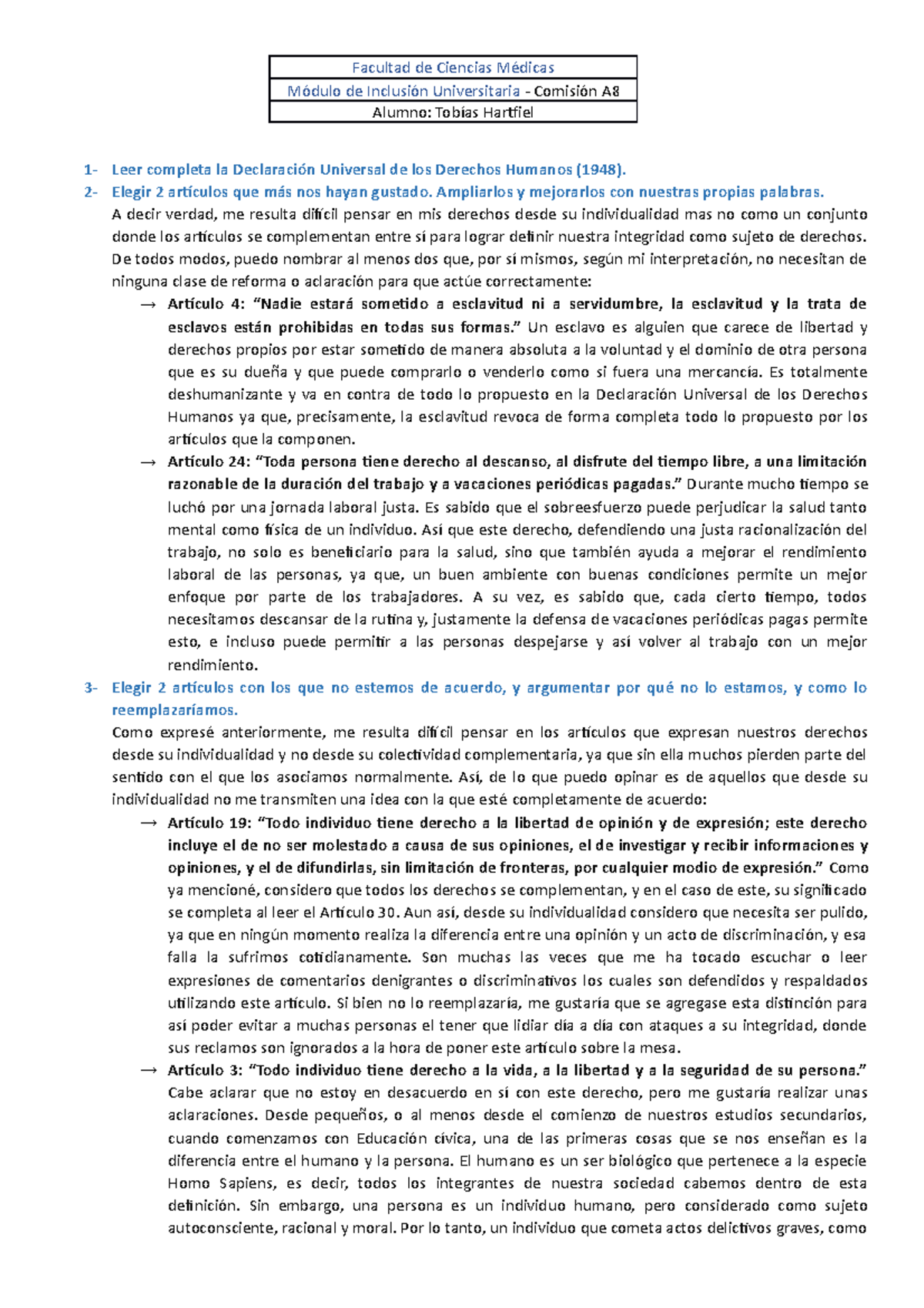Tarea 1 Modulo de Inclusión Universitaria - Facultad de Ciencias Médicas Módulo de Inclusión ...