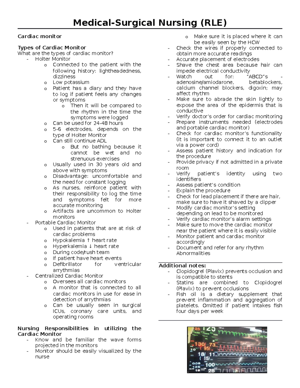 Medical Surgical Nursing- RLE 2nd sem - Medical-Surgical Nursing (RLE ...