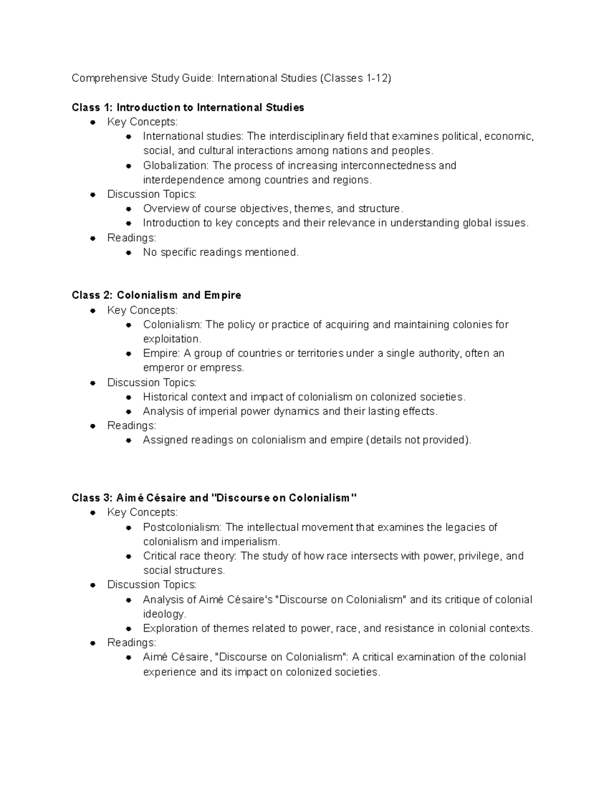 Int studies exam 1 slideshow notes - Comprehensive Study Guide ...