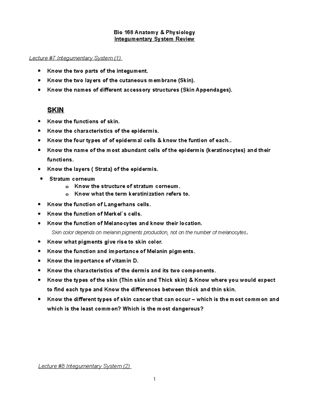 Integumentary+System+Study+Guide+Spring+2022 - Bio 168 Anatomy ...